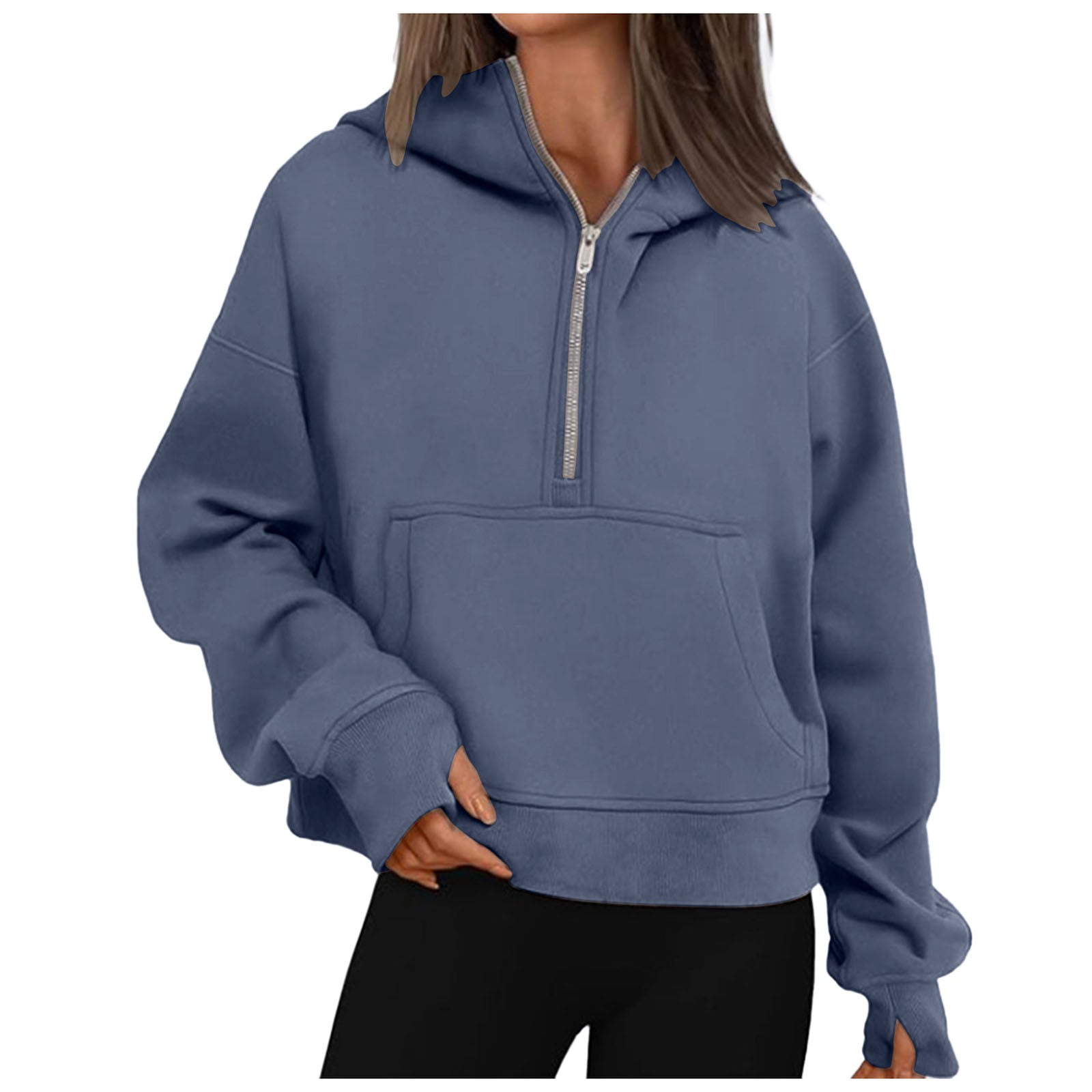 Blouses for Women Casual Long Sleeve Fall Winter Comfy Hooded Cap Off ...