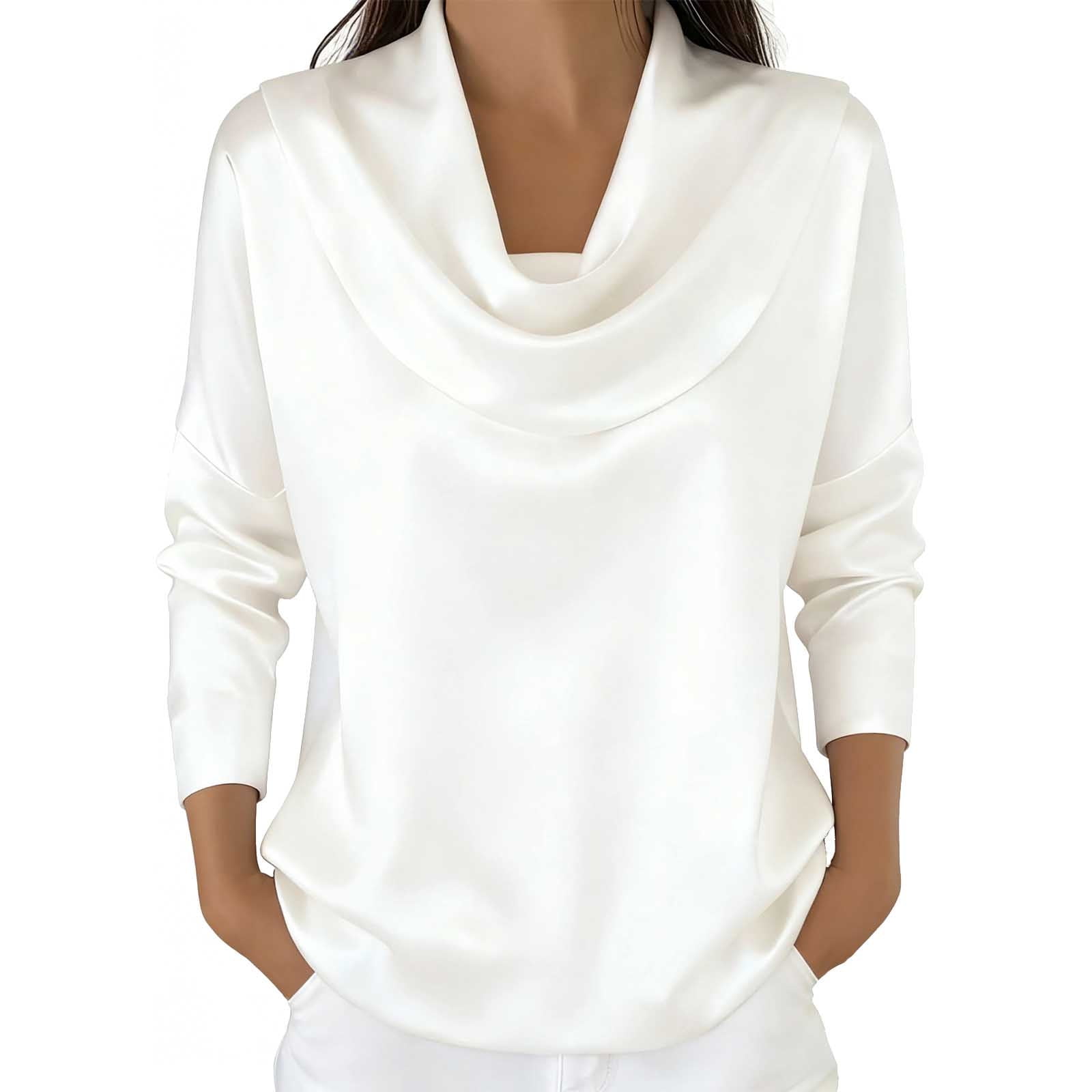 Blouses for Women Classic Long Sleeve Solid Soft Swing Collar Womens ...