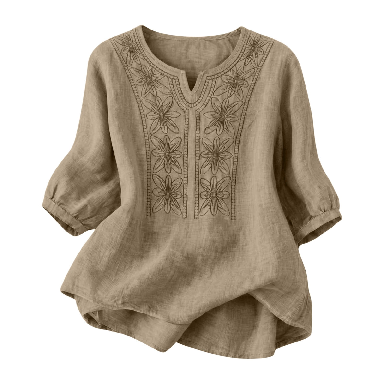 Blouses for Women Dressy Casual Cotton Linen Genuine Embroidery Casual ...