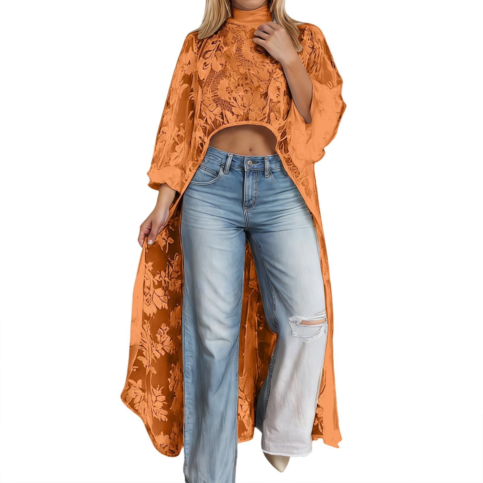 Blouses for Women Dressy Casual Elegant Floral Lace See Through ...