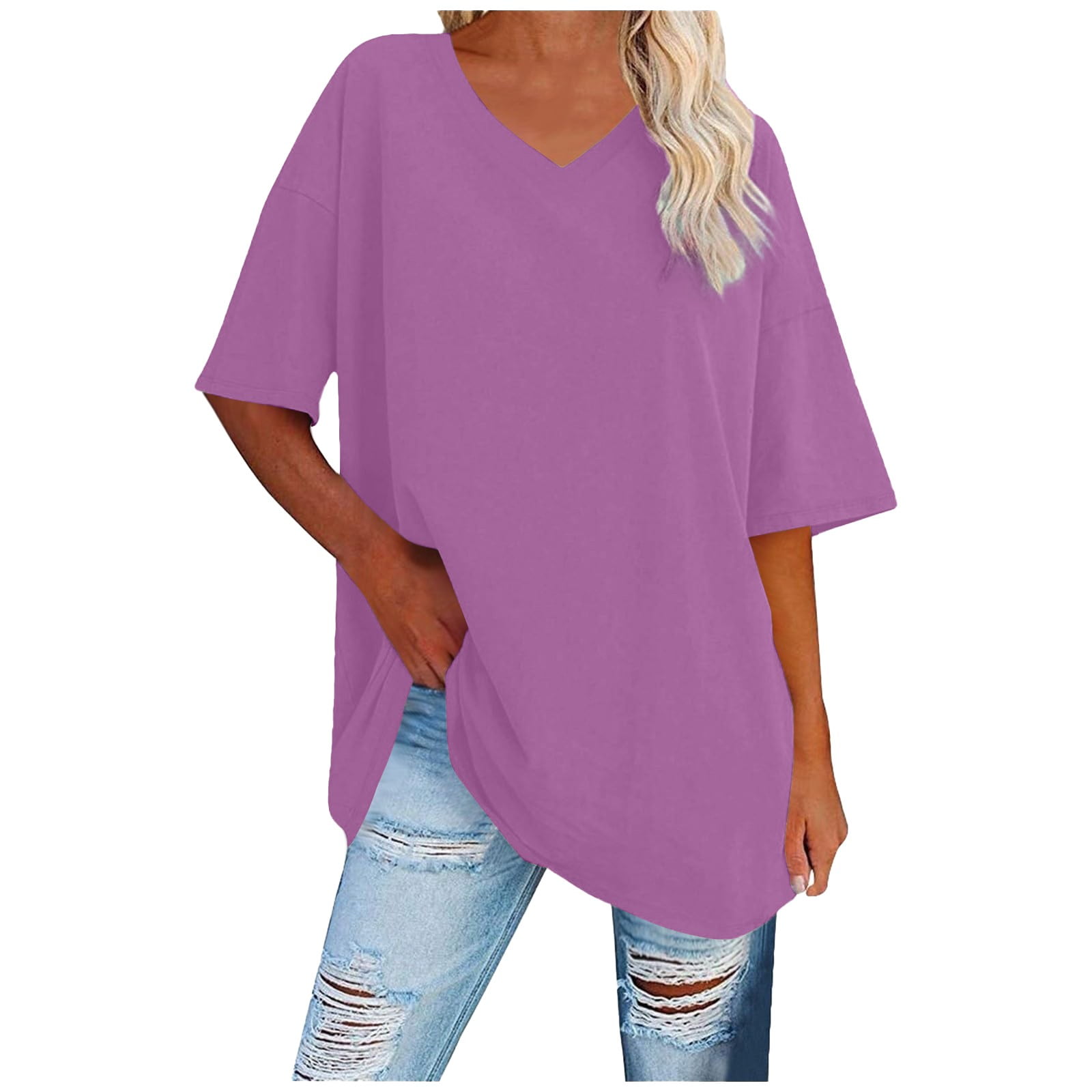 Blouses for Women Dressy Casual Oversize Print Short Sleeve Tops Casual ...
