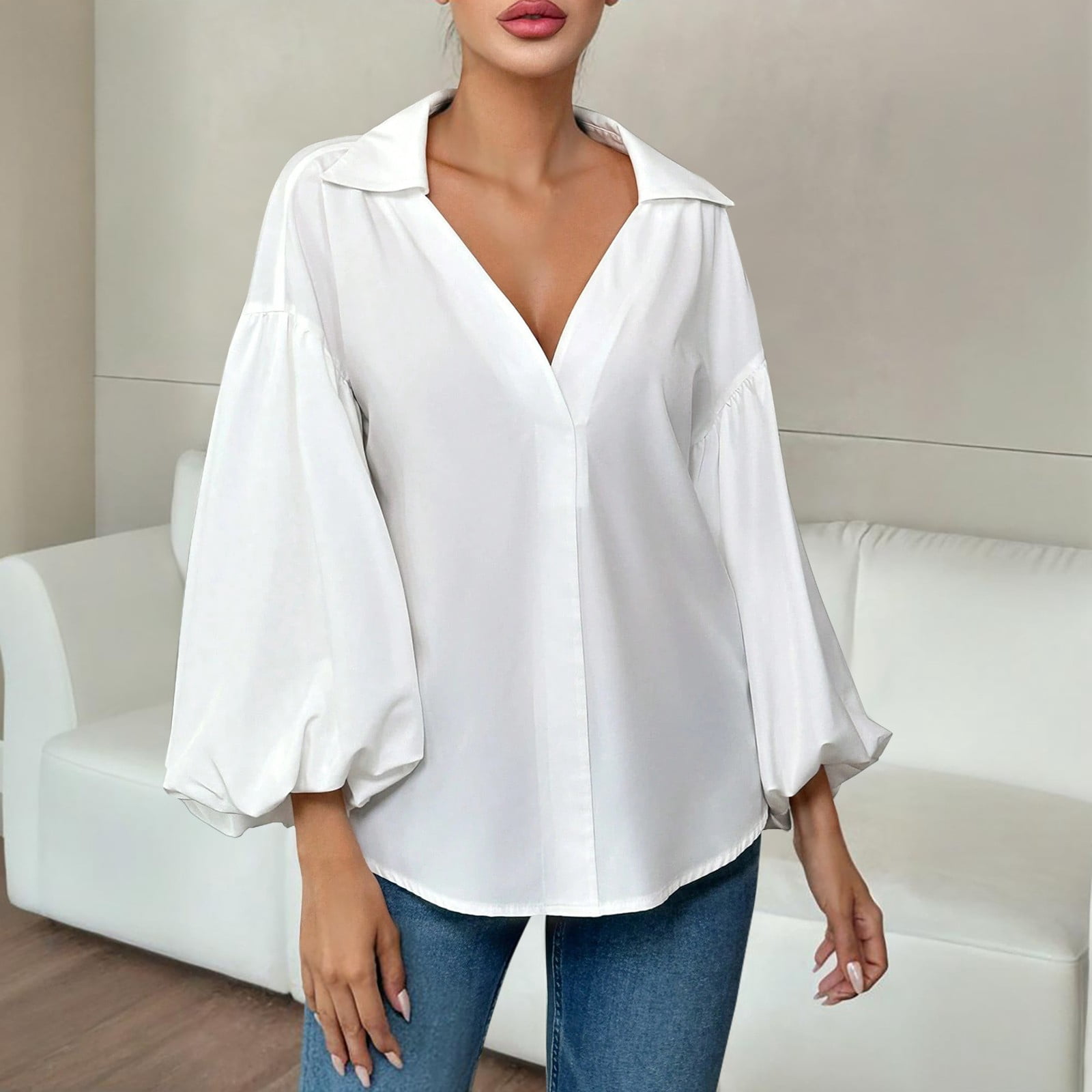 Blouses for Women Dressy Casual, Womens Puff Long Sleeve Shirts Dressy ...