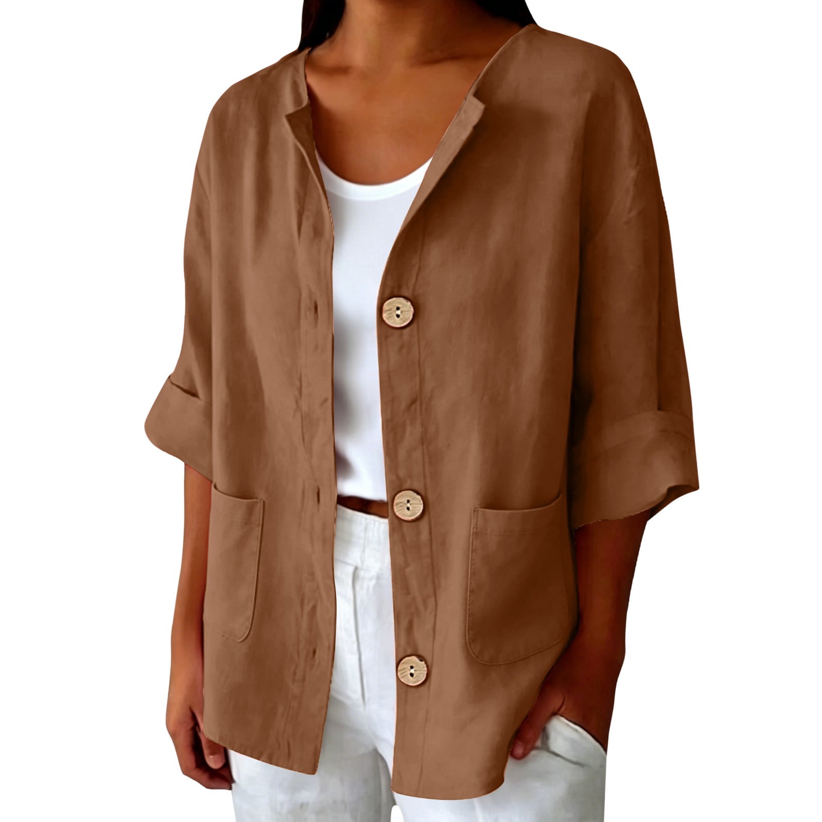 Blouses for Women Linen Style Sleeveless Plus Size Loose Fit Spring ...