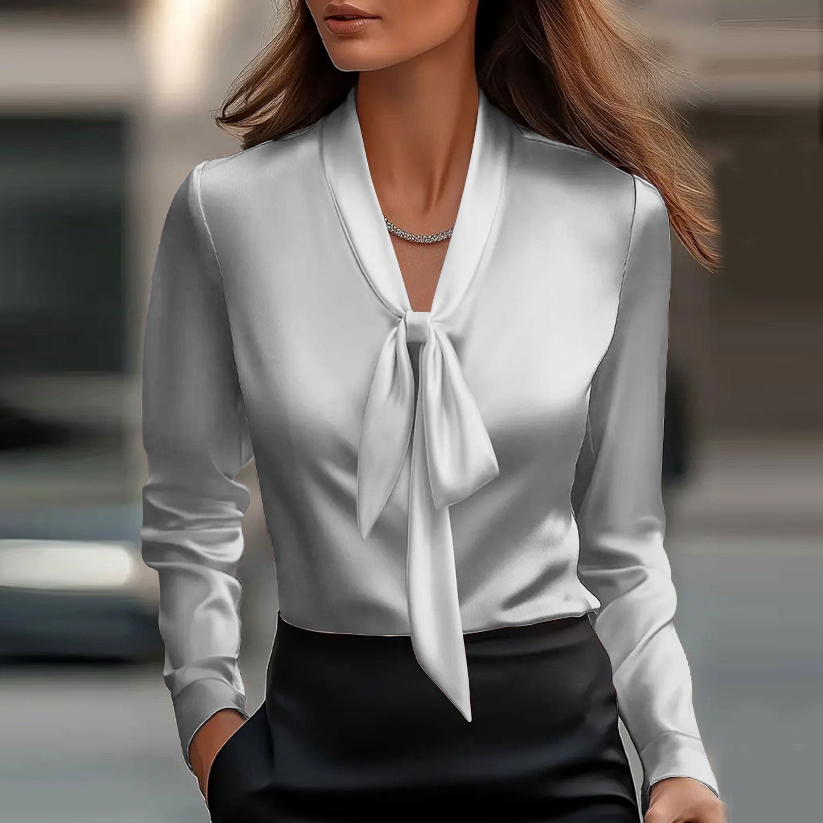 Blouses for Women Oversized Blouses V-Neck Long Sleeve 2025 Trendy ...