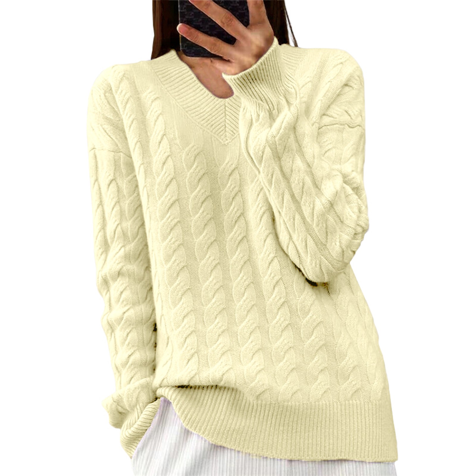 Blouses for Women Women's Fashion Solid Colour Long Sleeve Twisted ...