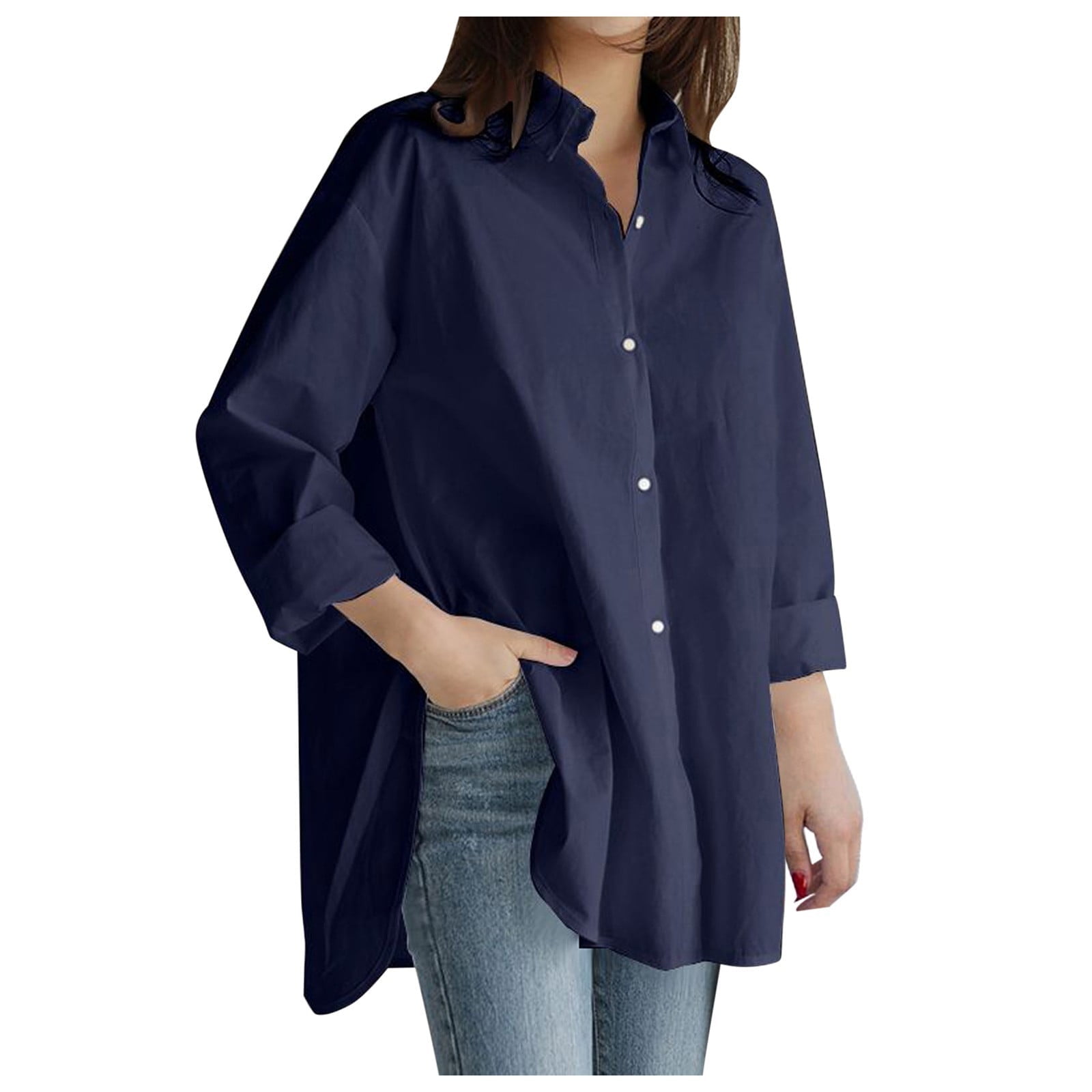 Blouses for women dressy casual Cotton Blend Soft Clothing XXXXXL Blue ...