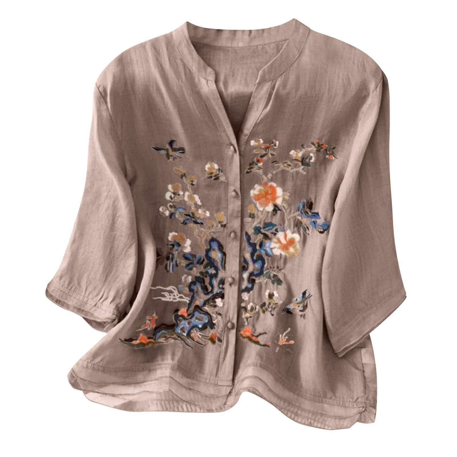 Blouses for women dressy casual Cotton and Linen Soft Clothing XXL ...