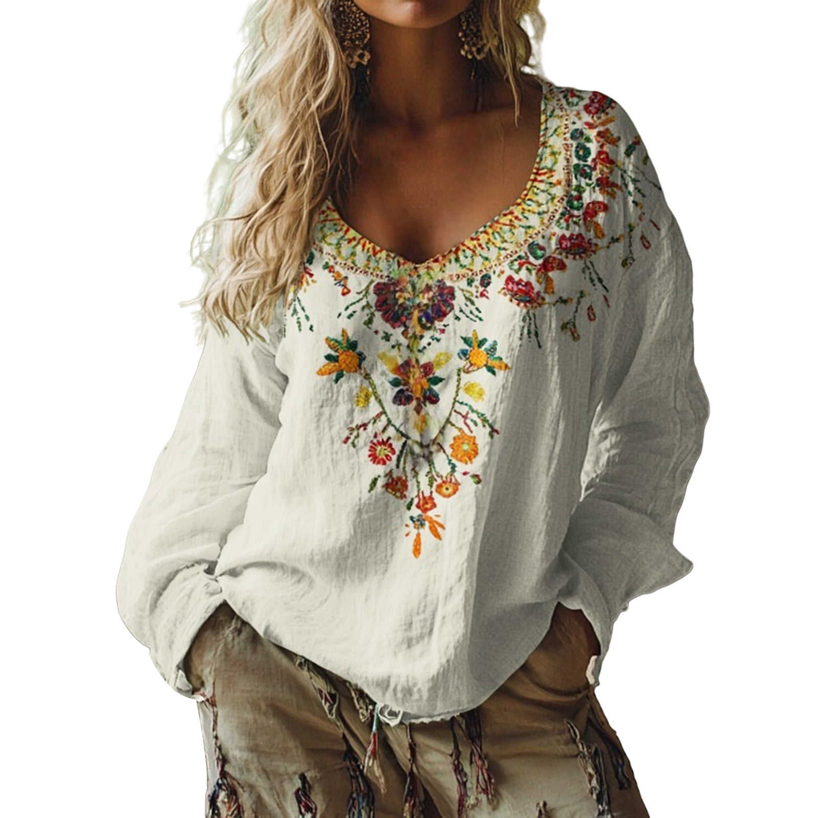 Blouses for women dressy casual Long Sleeve Polyester and Spandex Soft ...