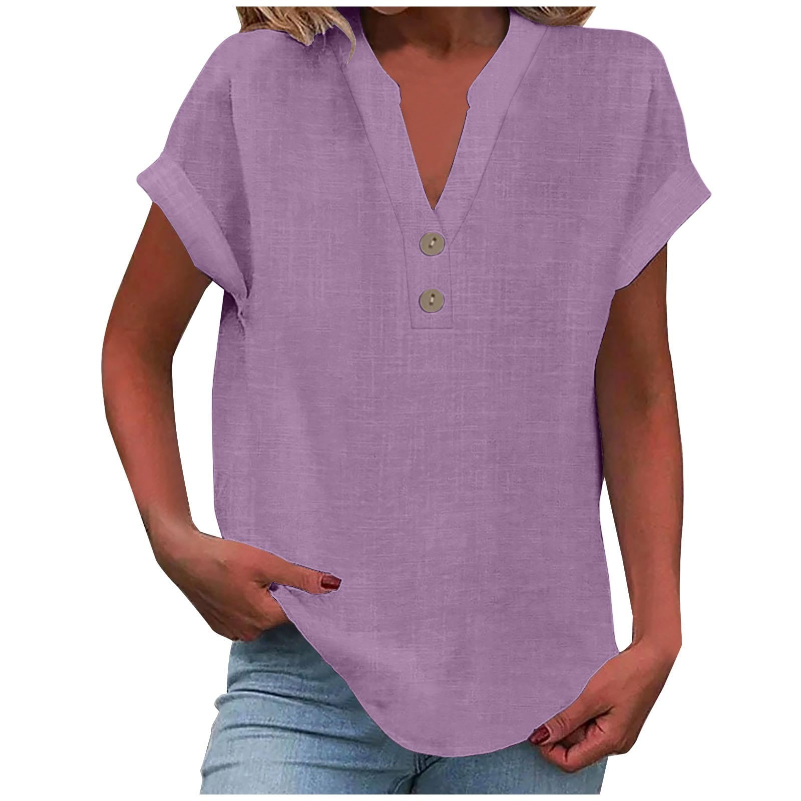 Blouses for women dressy casual Polyester Soft Clothing XL Purple ...