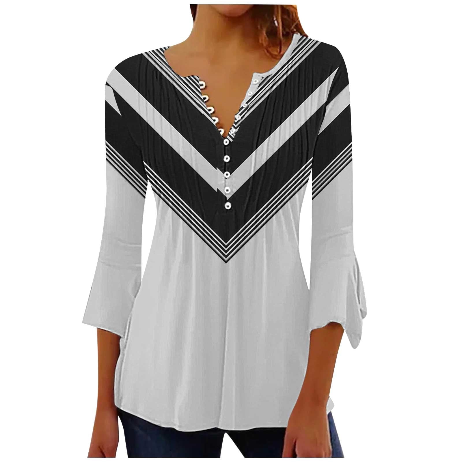 Blouses for women dressy casual Polyester,Spandex Soft Clothing L Gray ...