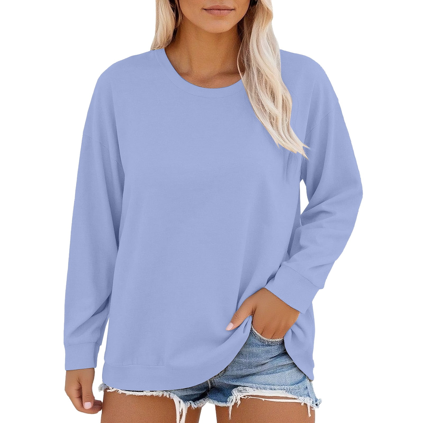 Blouses for women dressy casual Polyester,Spandex Soft Clothing M Blue ...
