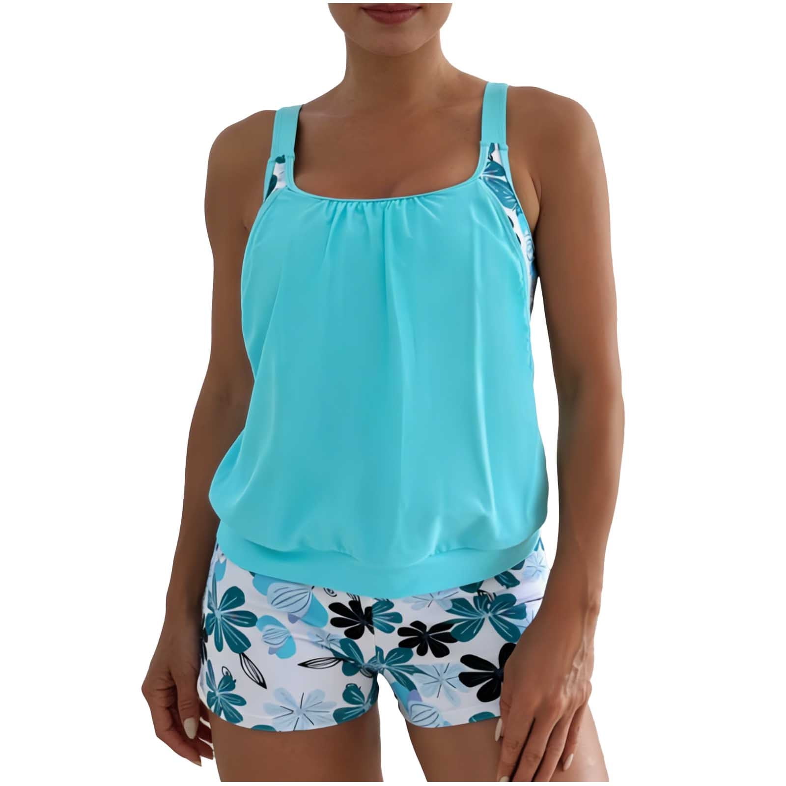 Blouson Tankini Bathing Suits for Women Modest 2 Piece Swimsuits High ...