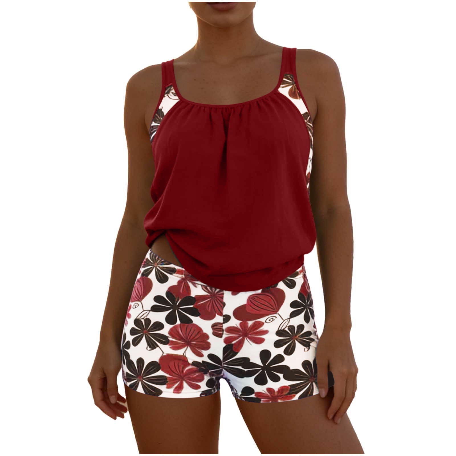 Blouson Tankini Bathing Suits for Women Modest 2 Piece Swimsuits High ...