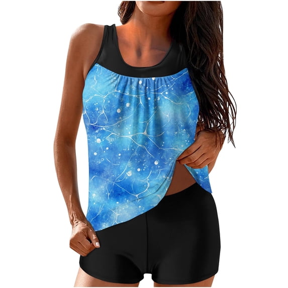 Blouson Tankini Swimsuits for Women Tie Dye Modest Tankinis Two Piece ...