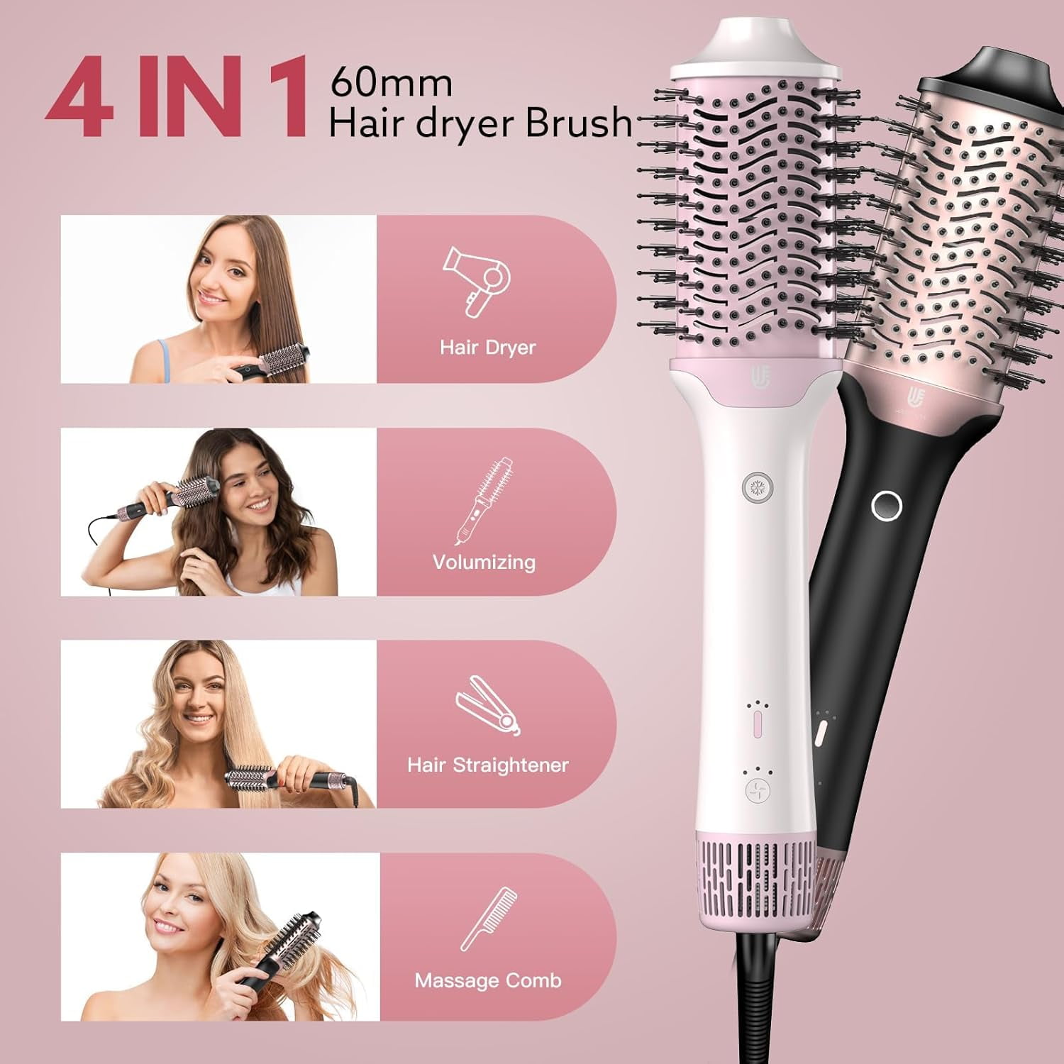 Blow Dryer Brush Hair Dryer | One-Step Hot Air Brush with Oval ...