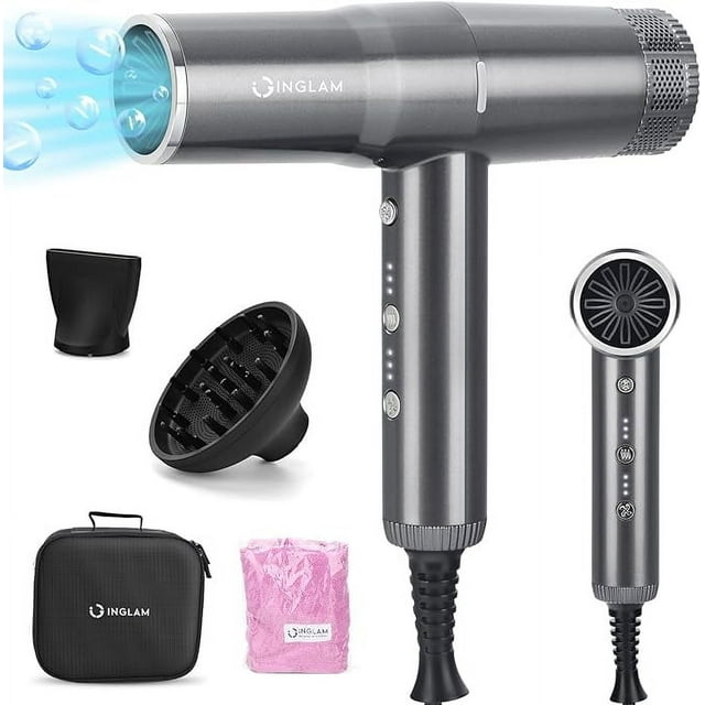 Blow Dryer with Diffuser, IG INGLAM Professional Hair Dryer 110,000RPM ...