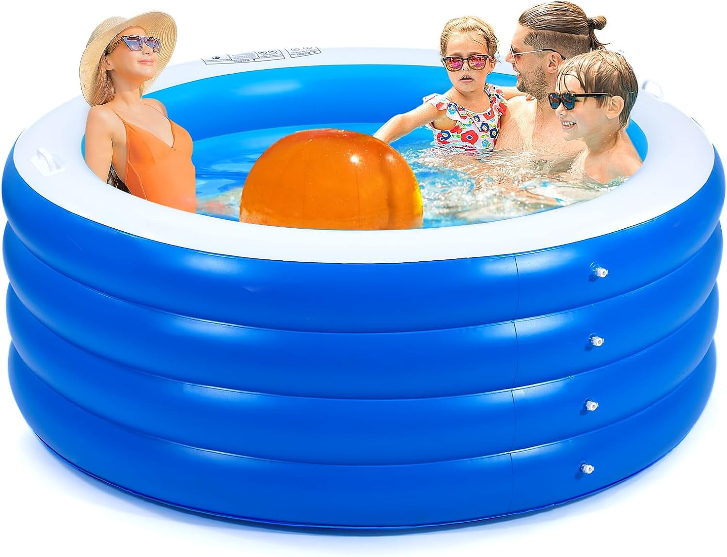 Blow Up Pool, 72" X 30" Round Inflatable Swimming Pool, Kids Pool ...