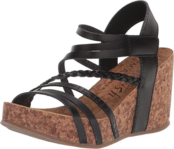 Blowfish Malibu Heidi Black Womens Platform Sandals Multi Strap Wedge ...