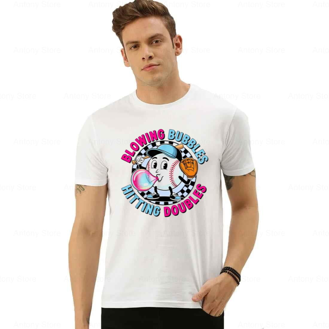 Blowing Bubbles Hitting Doubles Baseball Player Fun Unisex T-Shirt up ...