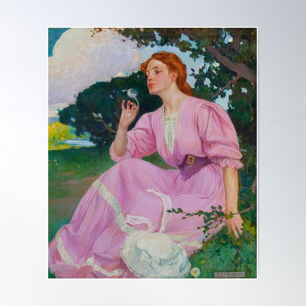 Blowing Dandelions - Louis Frederick Berneker. Oil On Board Poster Wall ...