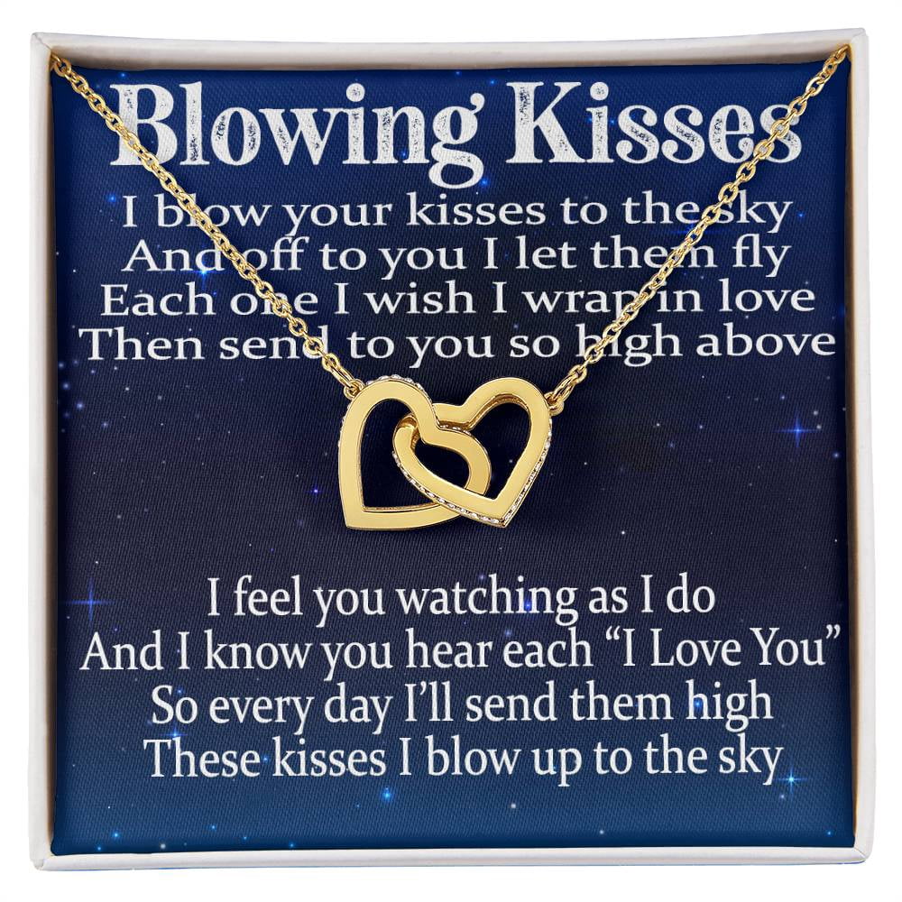 Blowing Kisses Remembrance Necklace Gift, Interlocking Hearts Necklace ...