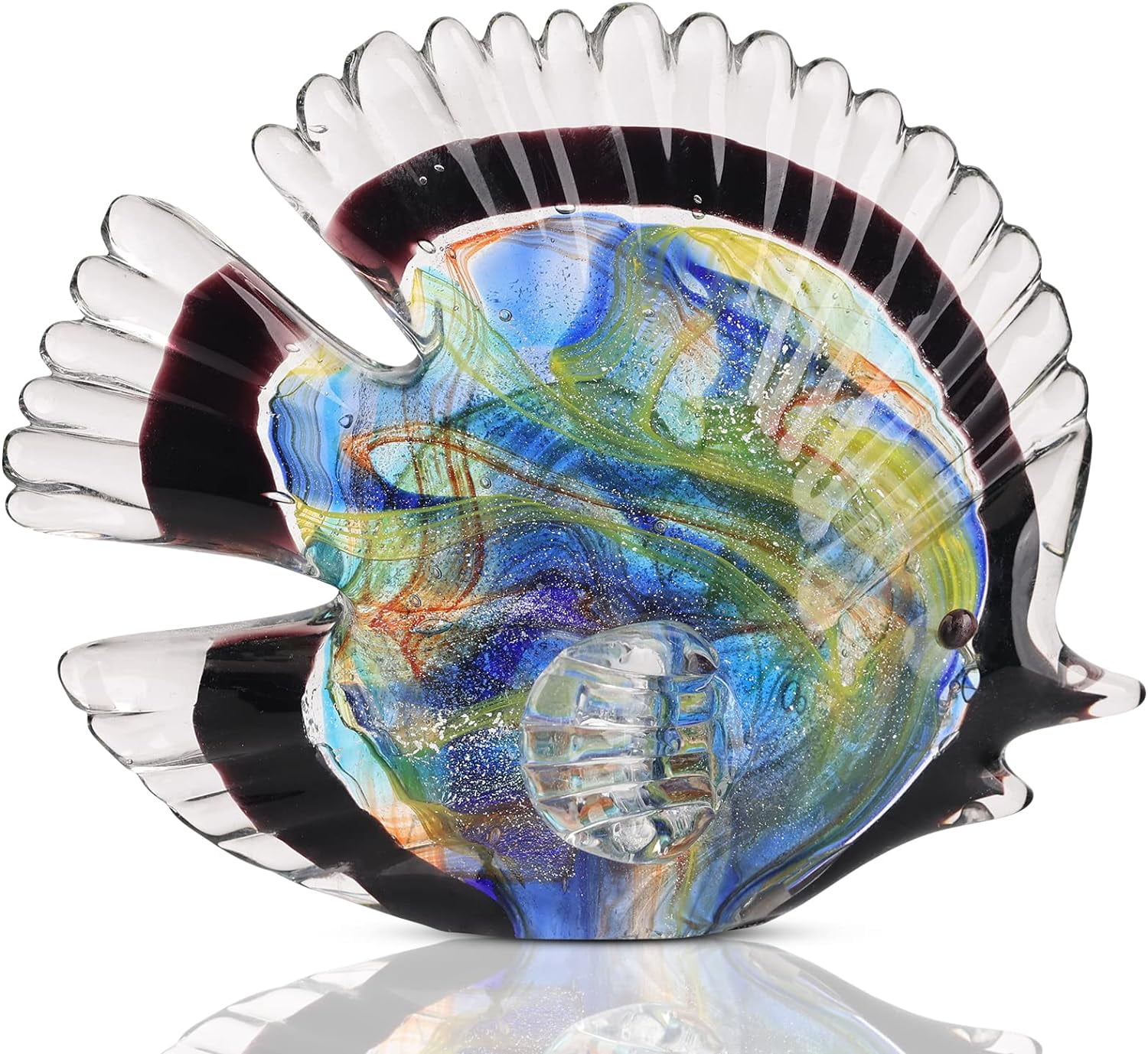 Blown Glass Fish Statues and Sculptures, Stained Glass Fish Modern Art ...