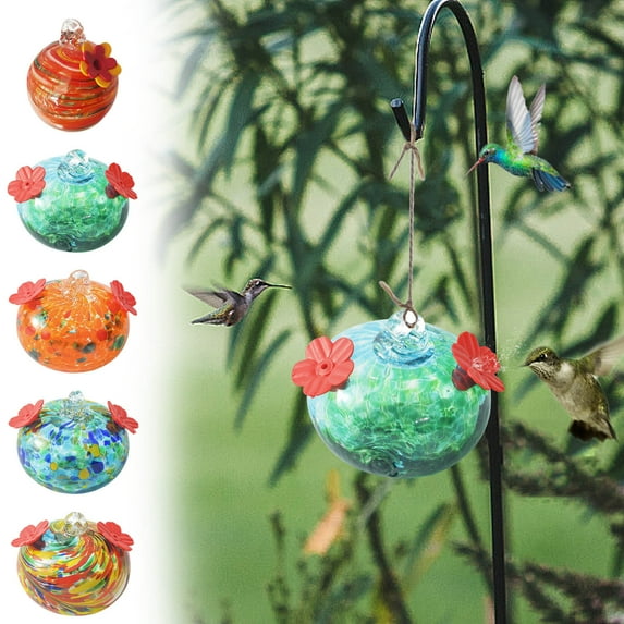 Blown Glass Hummingbird Feeders for Outdoors 2.8inch Hanging Small ...
