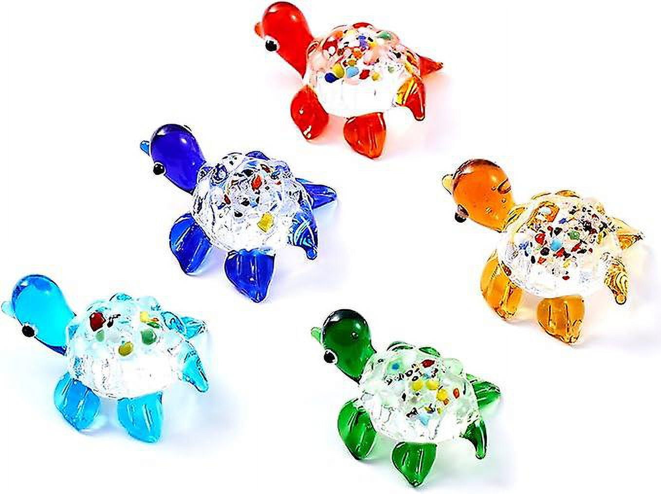 Blown Glass Sculpture, Murano-Style Art Glass Turtle 5-Piece Figurines ...