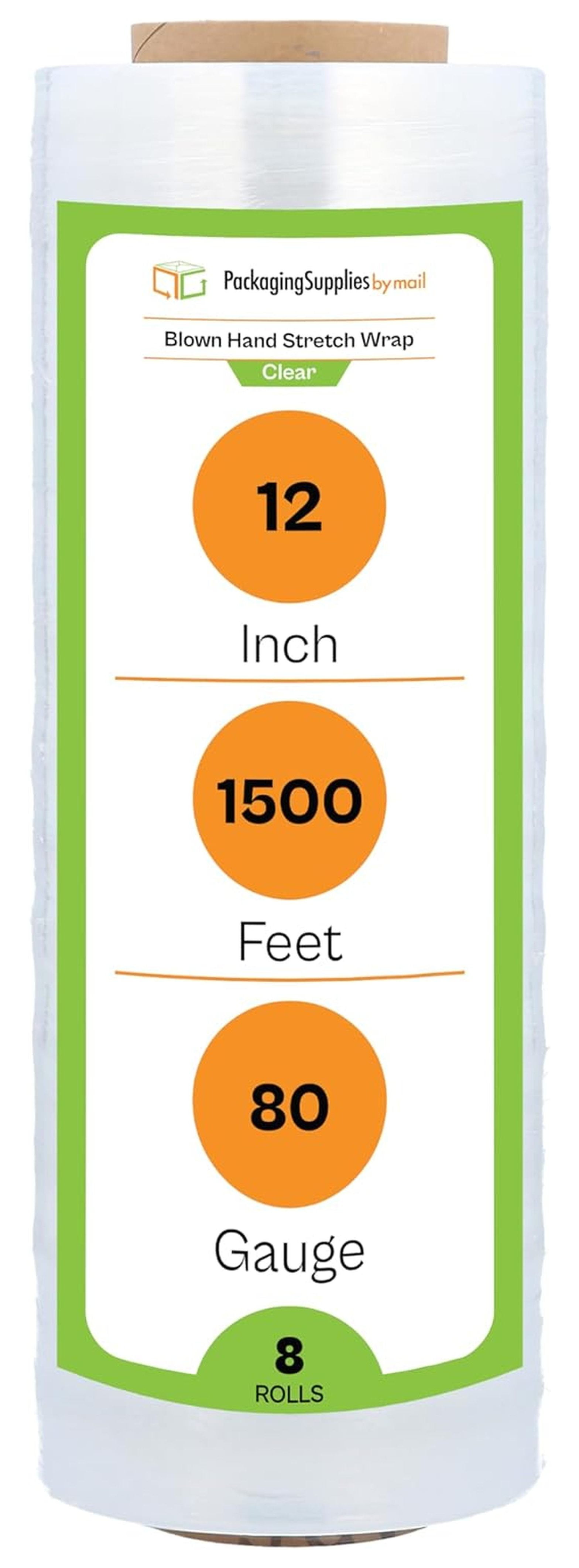 Blown Hand Wrap Stretch Wrap Film 12 Inch x 1500 Feet x 80 Gauge 8 ...