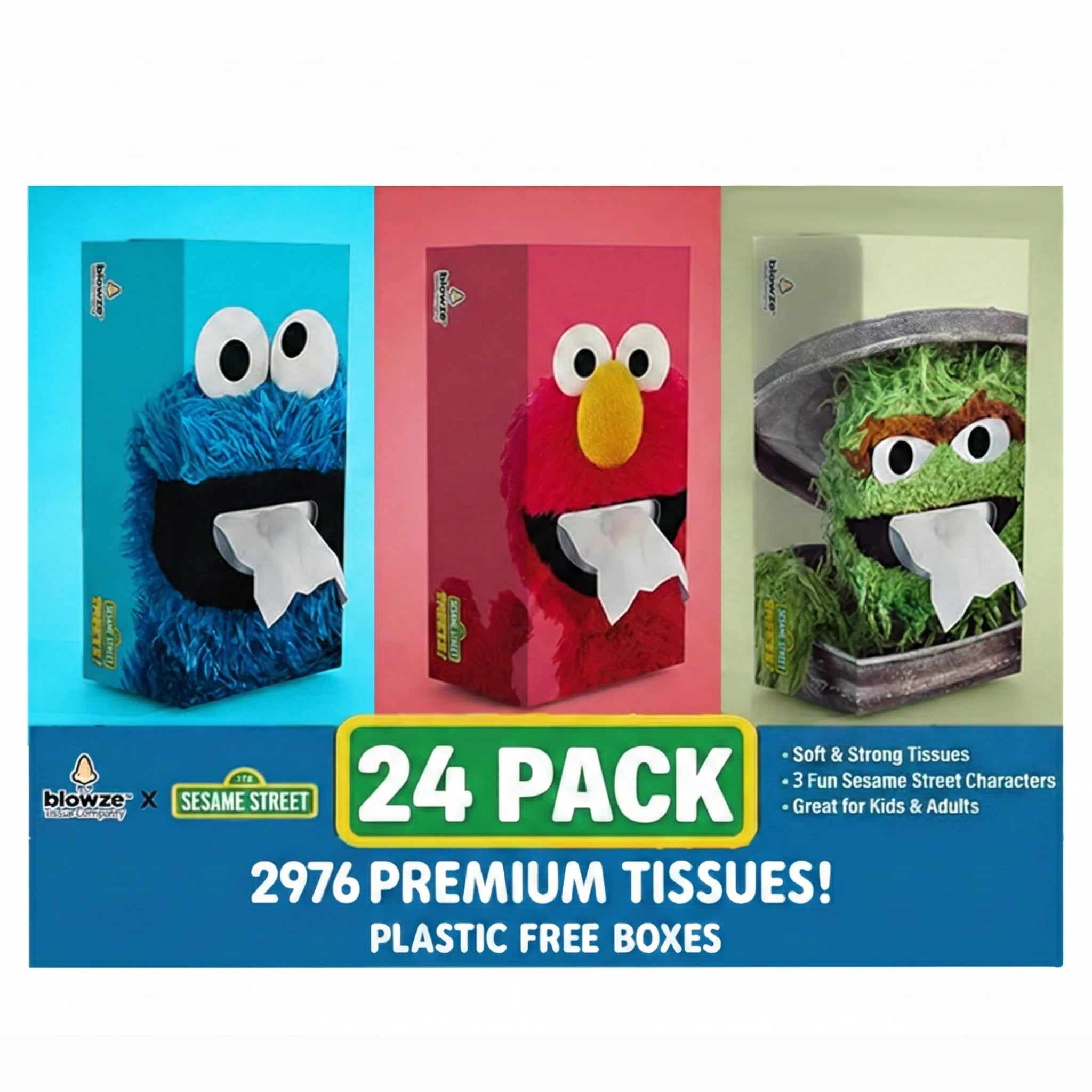 Blowze Tissues SESAME STREET SNEEZE 24-Pack Facial Tissues for Kids ...