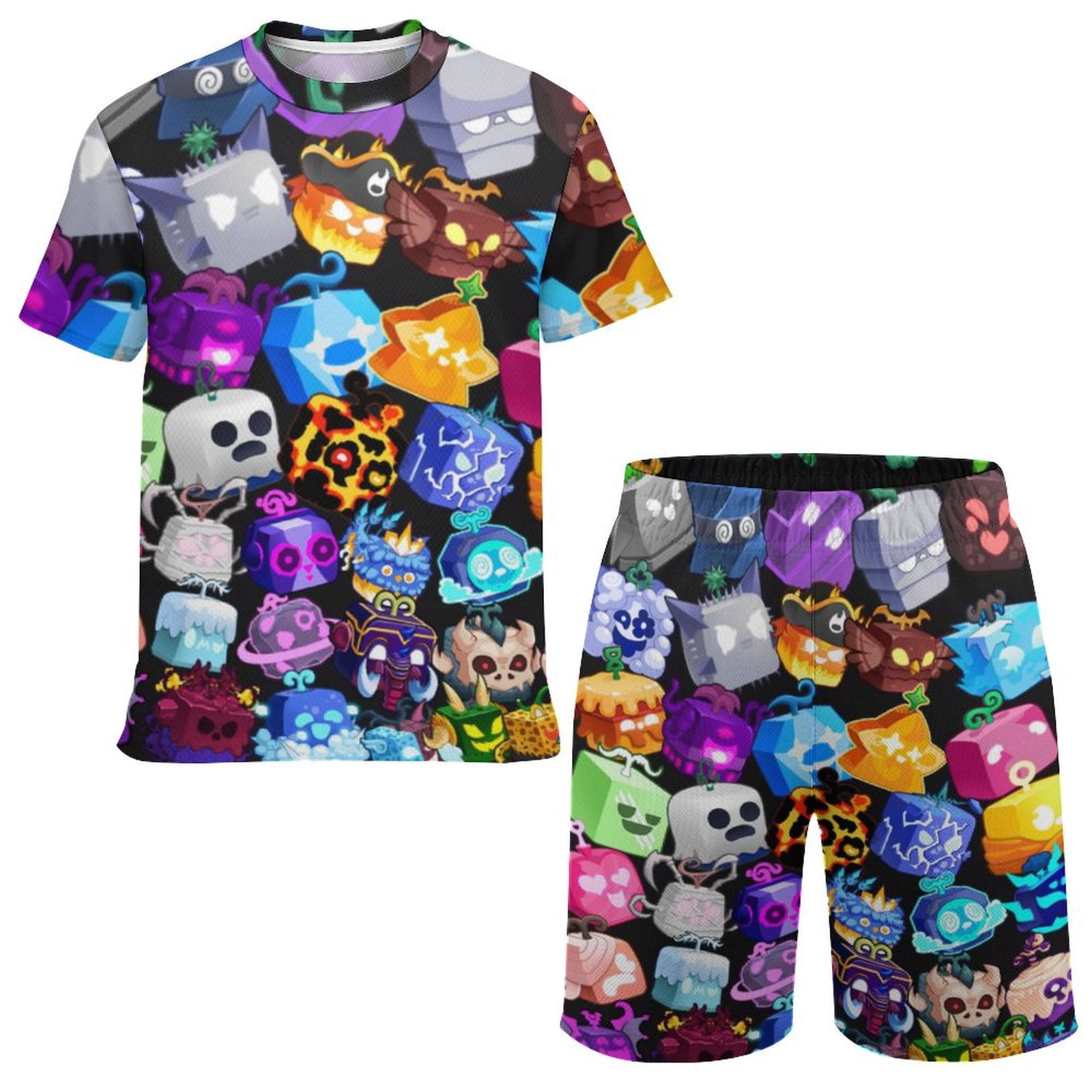 Blox Fruits Boys Girls Short Sleeve Mesh T-Shirt And Shorts Outfit Set ...