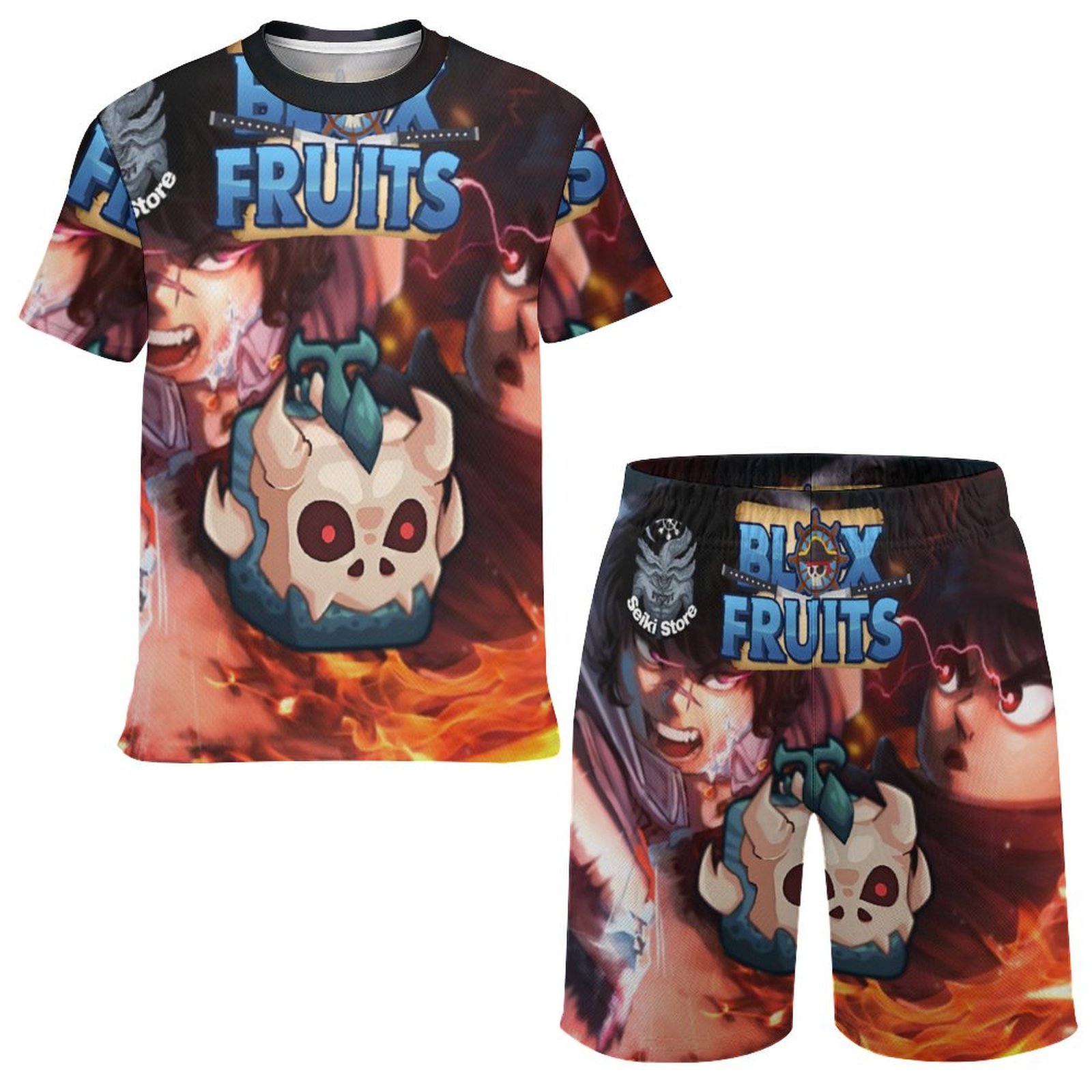 Blox Fruits Boys Girls Short Sleeve Mesh T-Shirt And Shorts Outfit Set ...