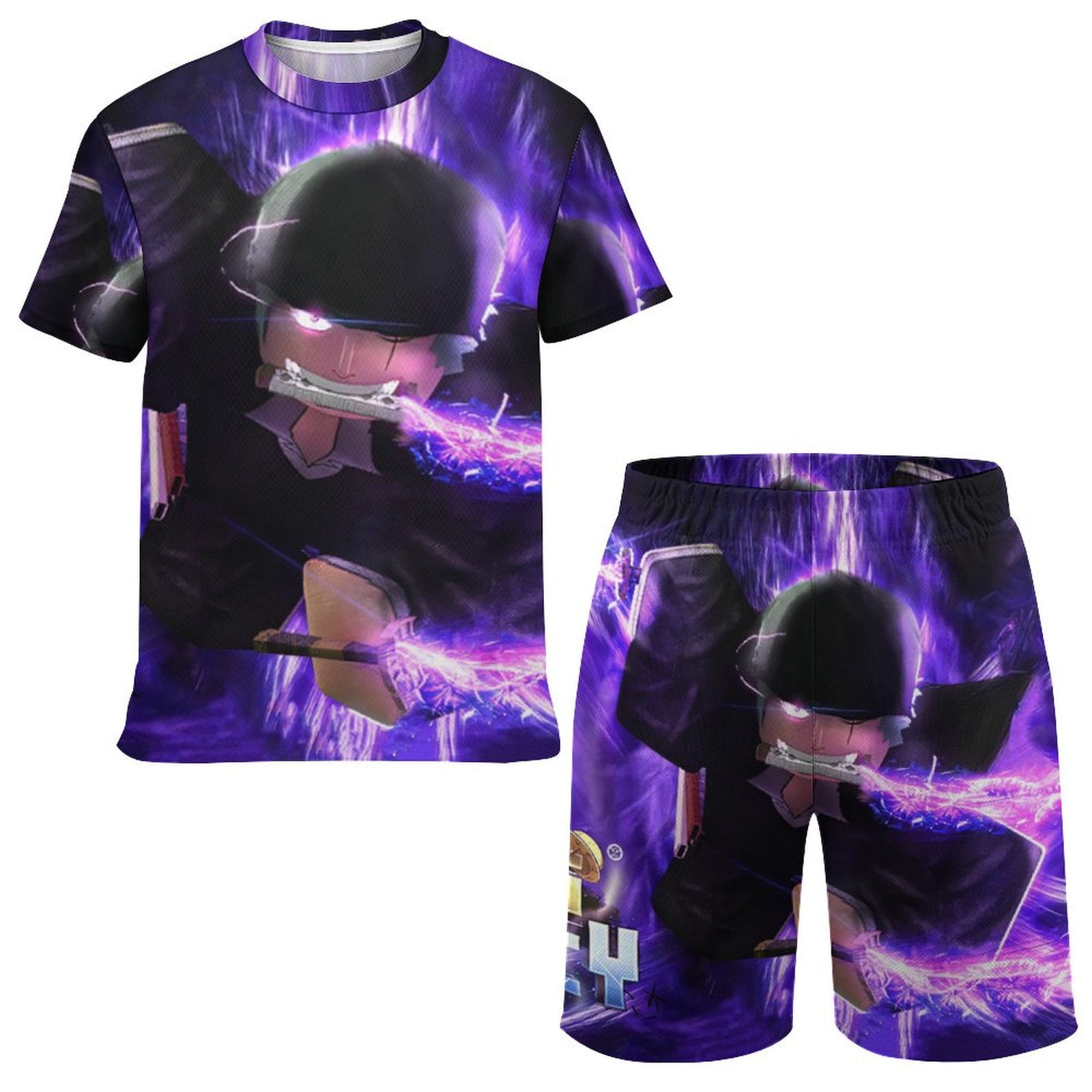 Blox Fruits Boys Short Sleeve T-Shirt And Mesh Shorts Outfit Set for ...
