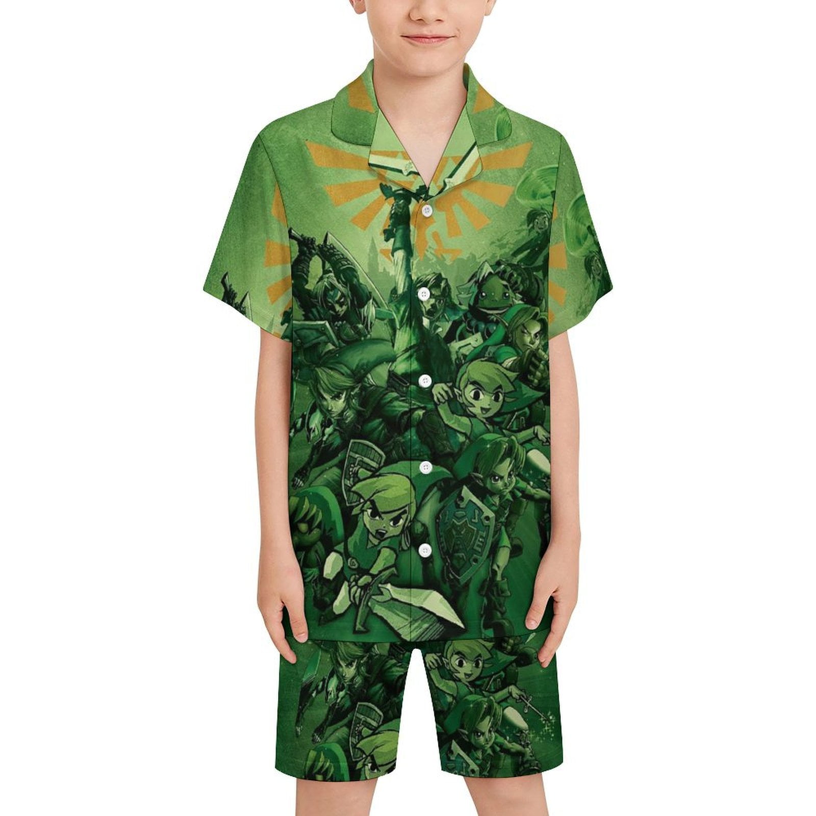 Blox Fruits Boys Silk Pajamas Button Down Sleepwear Satin Nightwear 2 Pcs Pj Set - Walmart.com