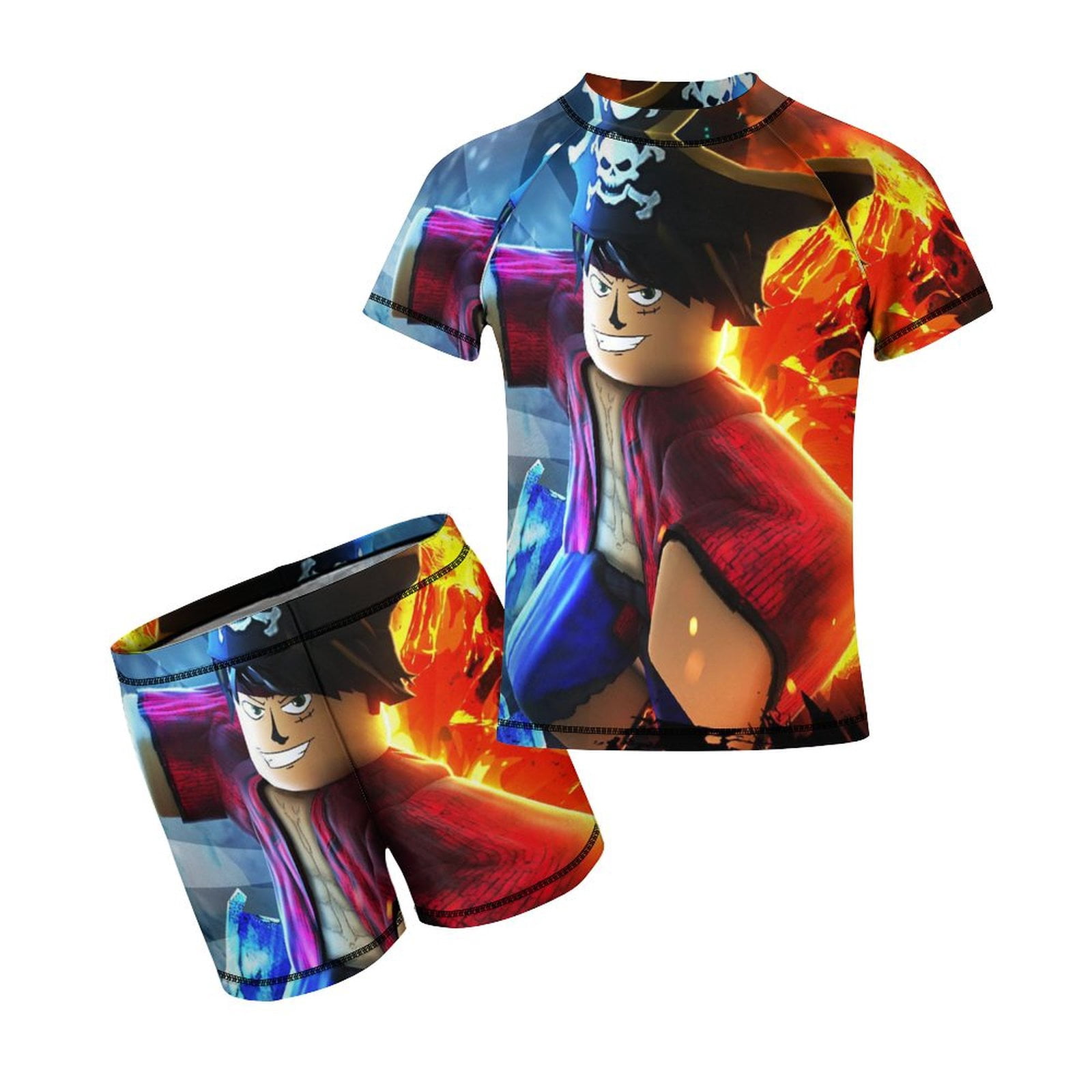Blox Fruits Boys Two Piece Swimsuit Kids Swimwear Set Short Sleeve ...