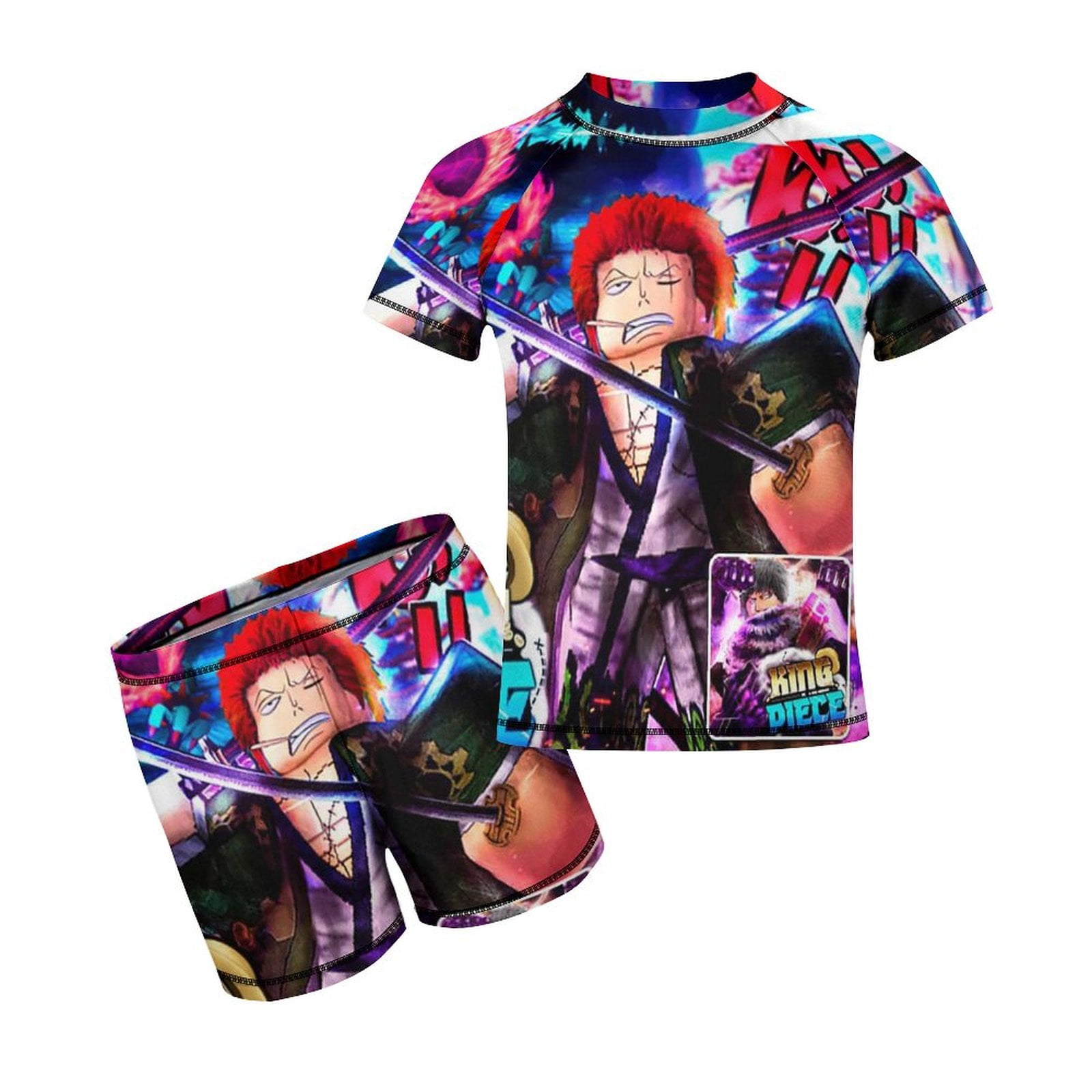 Blox Fruits Boys Two Piece Swimsuit Kids Swimwear Set Short Sleeve ...