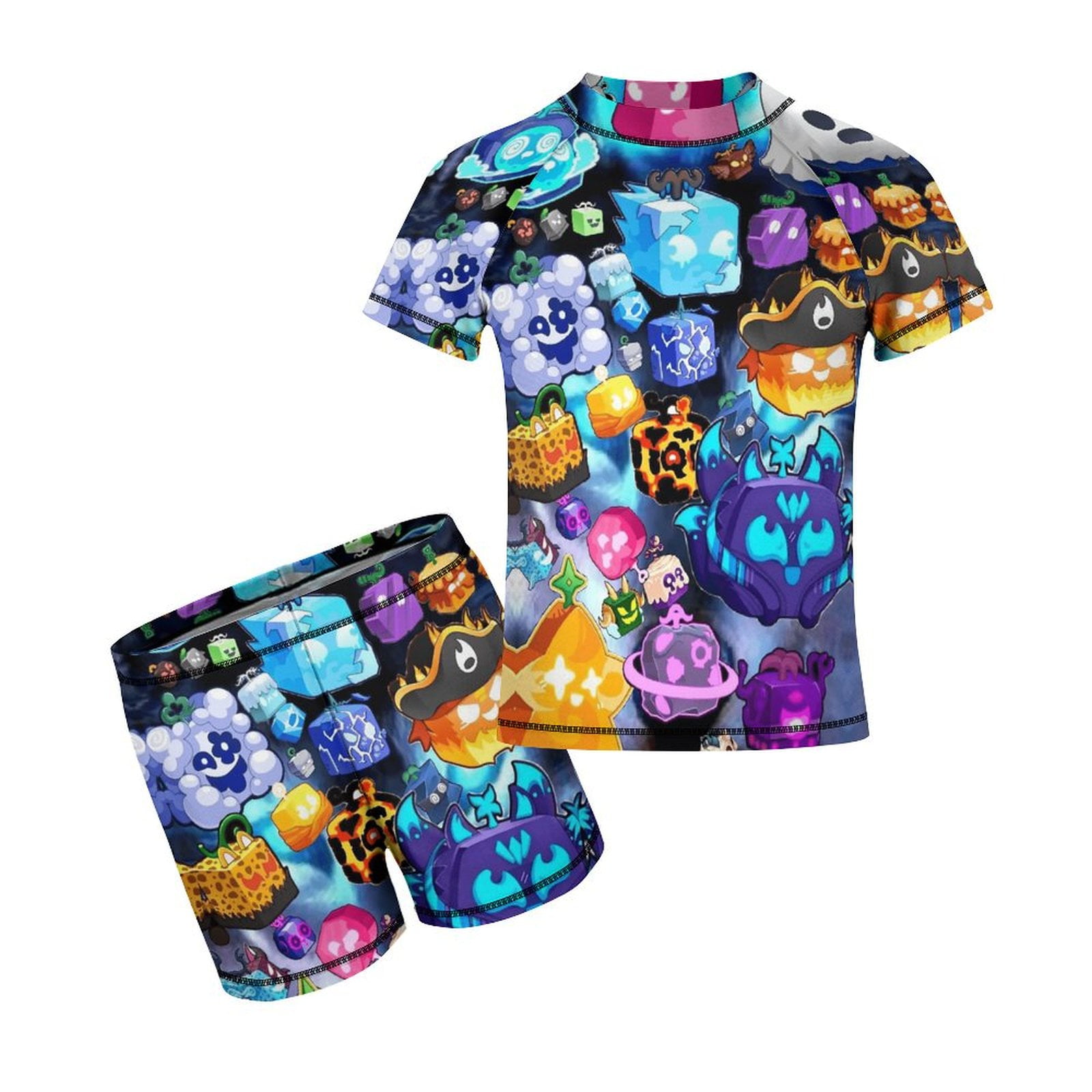 Blox Fruits Boys Two Piece Swimsuit Kids Swimwear Set Short Sleeve ...