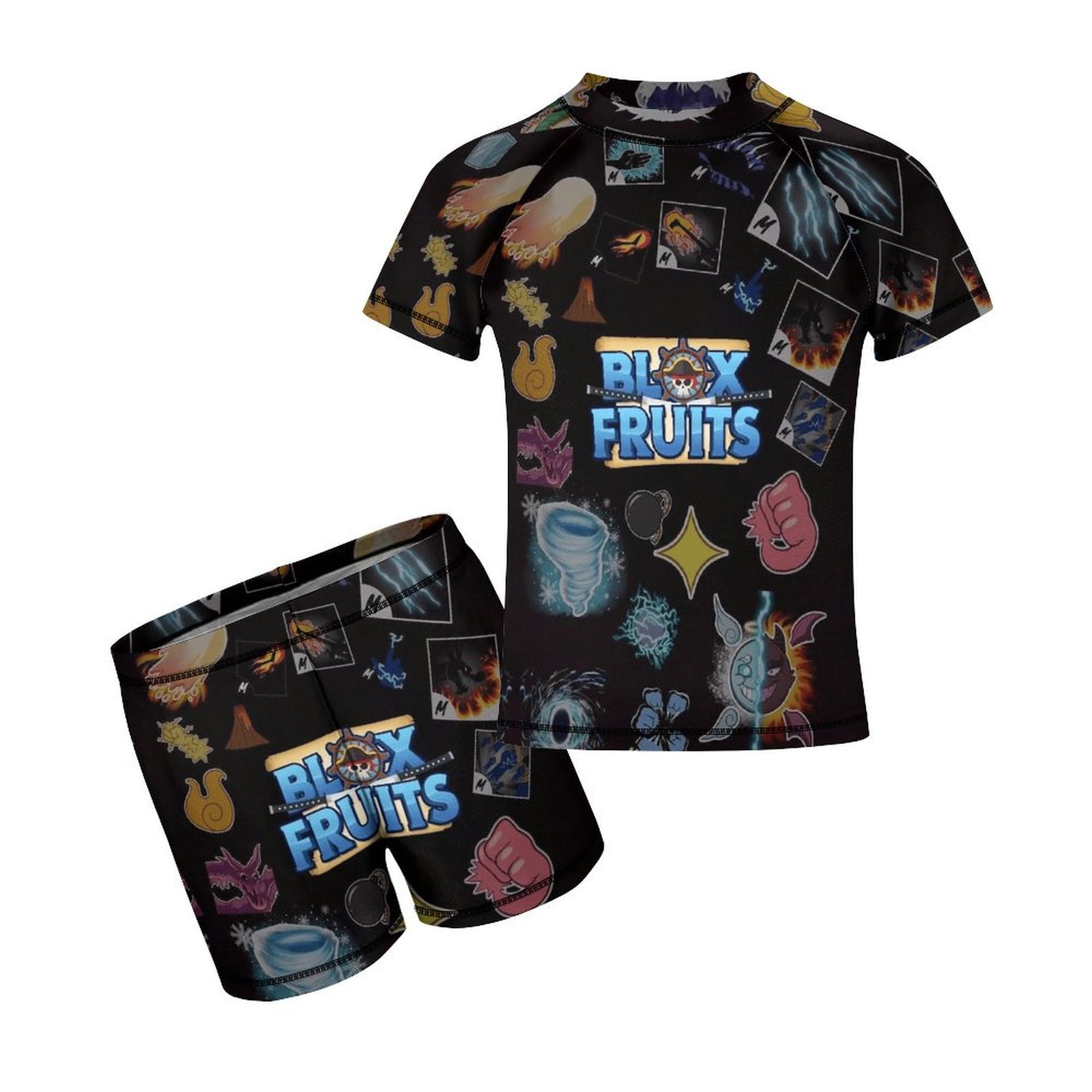 Blox Fruits Boys Two Piece Swimsuit Kids Swimwear Set Short Sleeve ...
