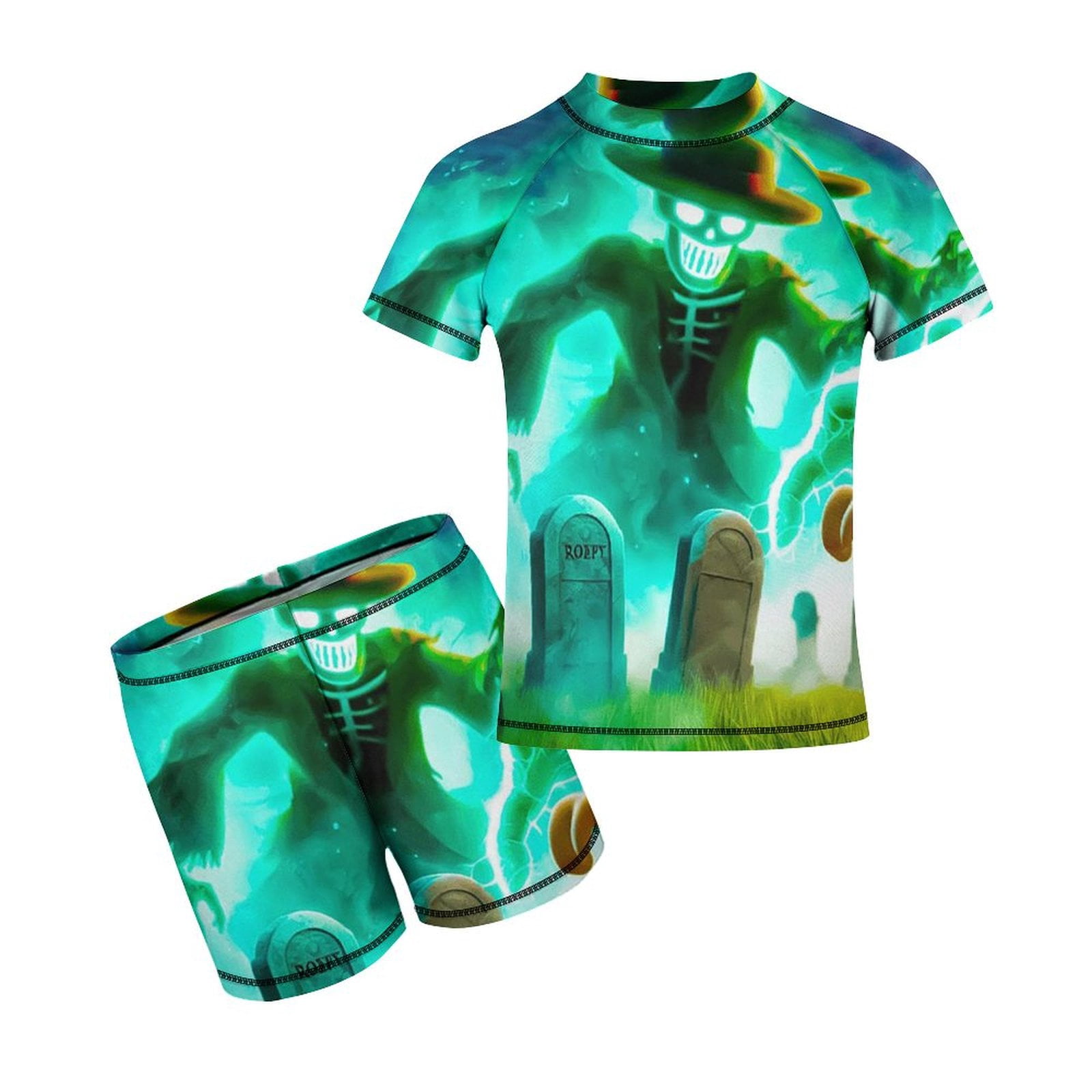 Blox Fruits Boys Two Piece Swimsuit Kids Swimwear Set Short Sleeve ...