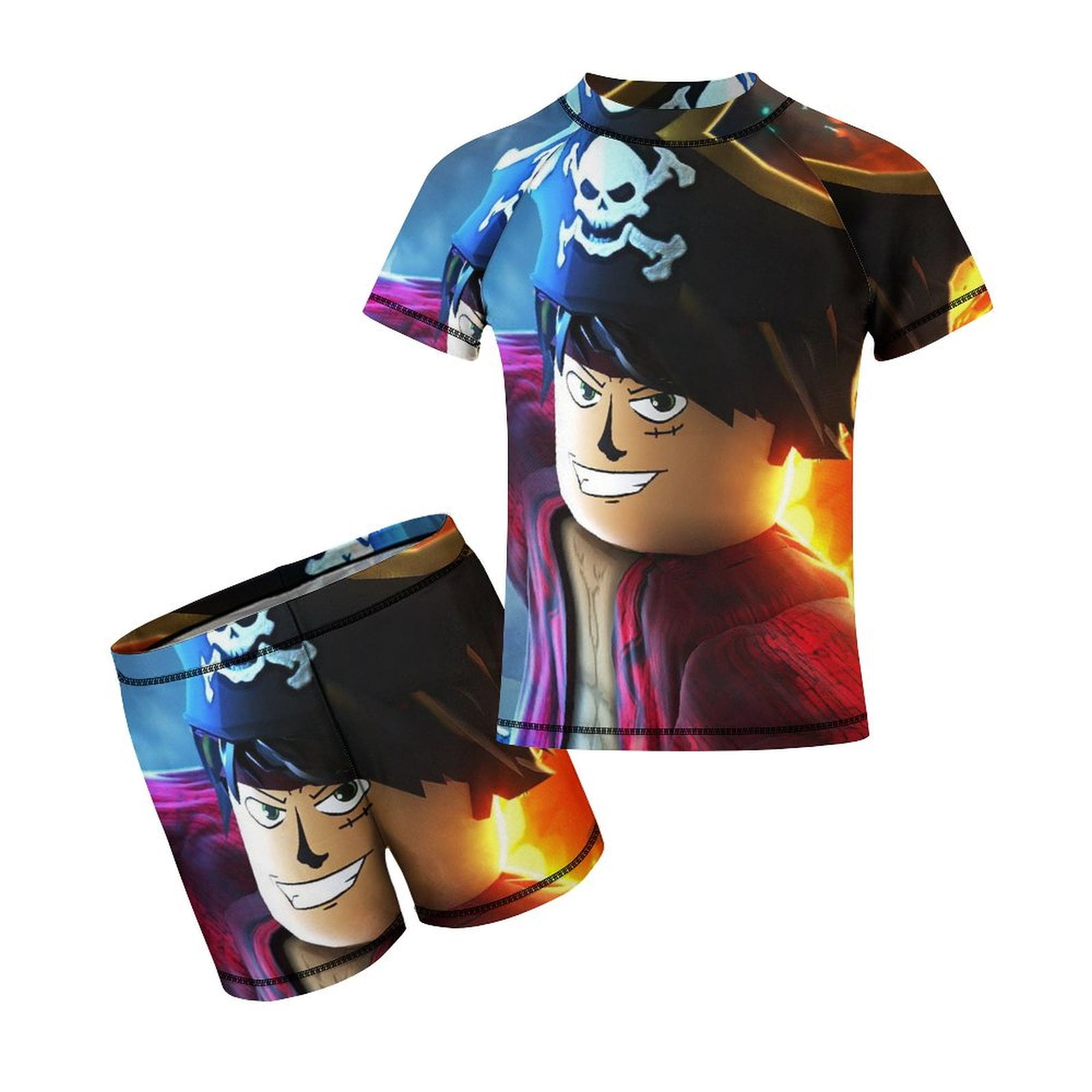 Blox Fruits Boys Two Piece Swimsuit Kids Swimwear Set Short Sleeve ...
