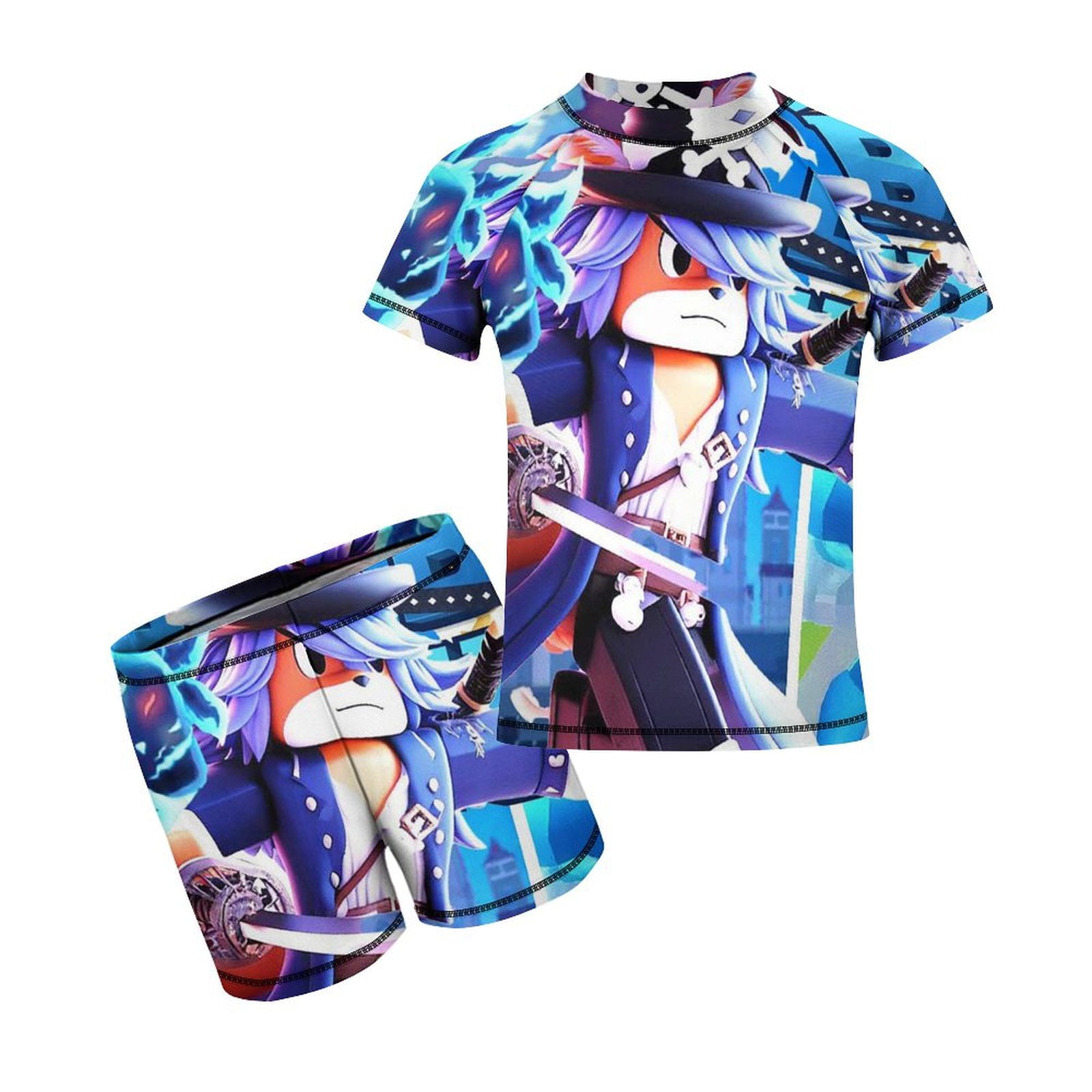 Blox Fruits Boys Two Piece Swimsuit Kids Swimwear Set Short Sleeve ...
