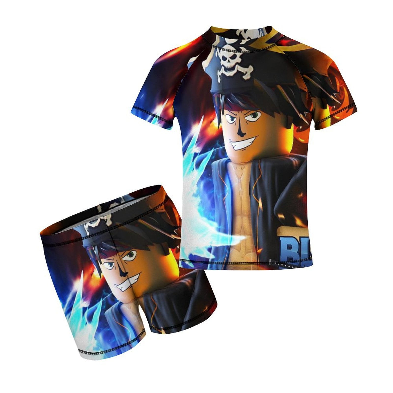 Blox Fruits Boys Two Piece Swimsuit Kids Swimwear Set Short Sleeve ...