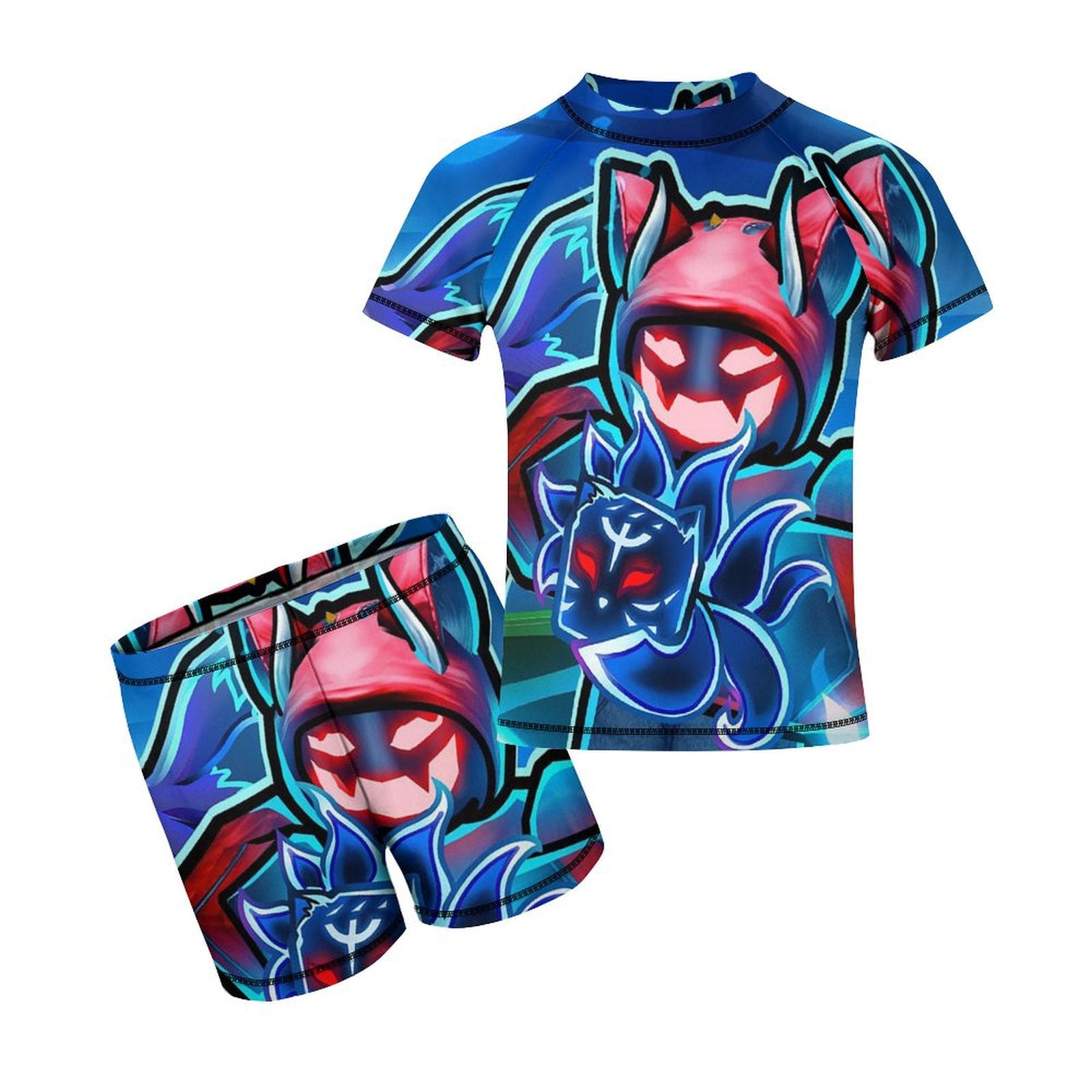 Blox Fruits Boys Two Piece Swimsuit Kids Swimwear Set Short Sleeve ...