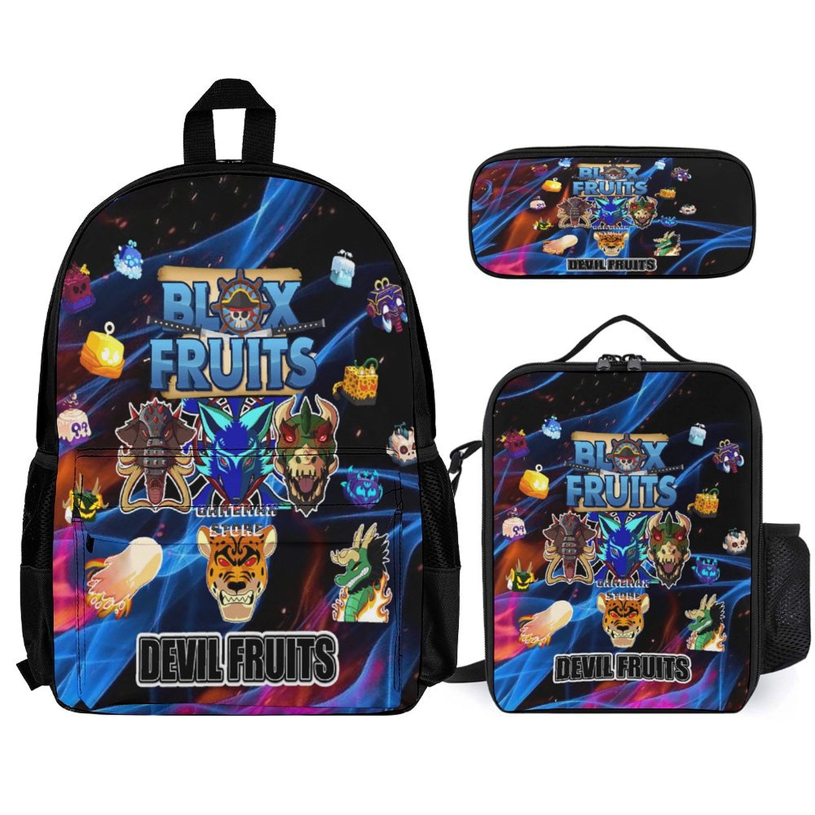 Blox Fruits Casual Backpack 3 Piece Set Daypack Lightweight Laptop Bag ...