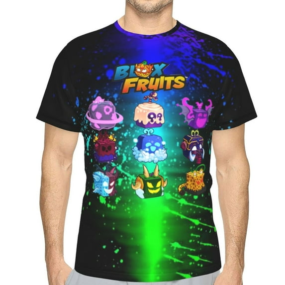 Blox Fruits Casual Men's T-Shirts Classic Crew T-Shirt Tops Slim Fit ...
