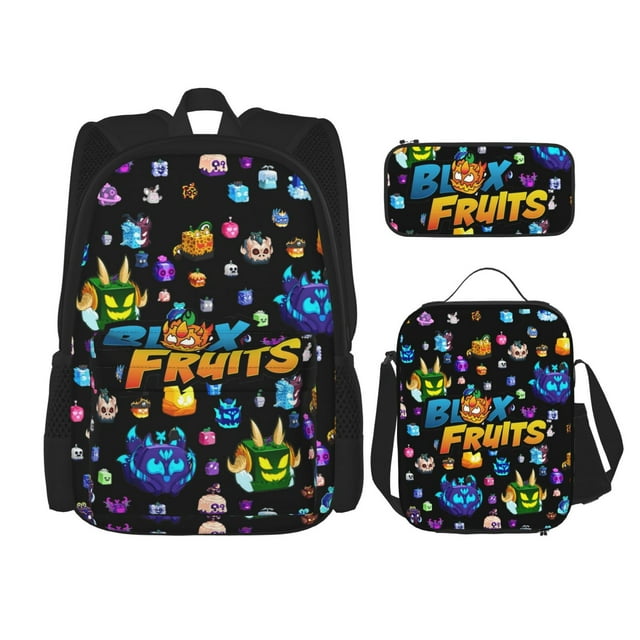 Blox Fruits Casual Student Backpack 3 Piece Set Daypack Lightweight ...