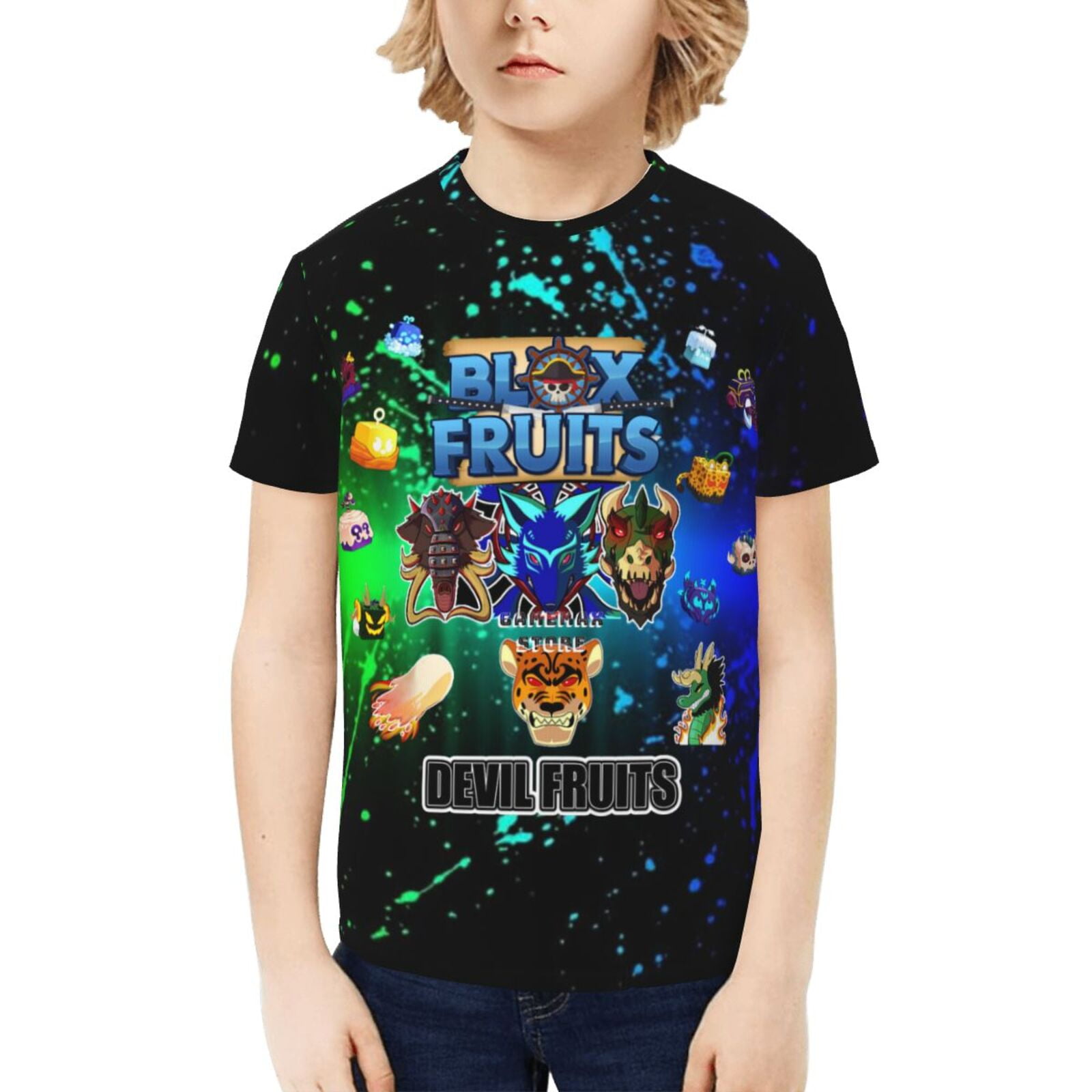 Blox Fruits Devil Teenage T-Shirt Graphic Short Sleeve Shirts Tees For ...