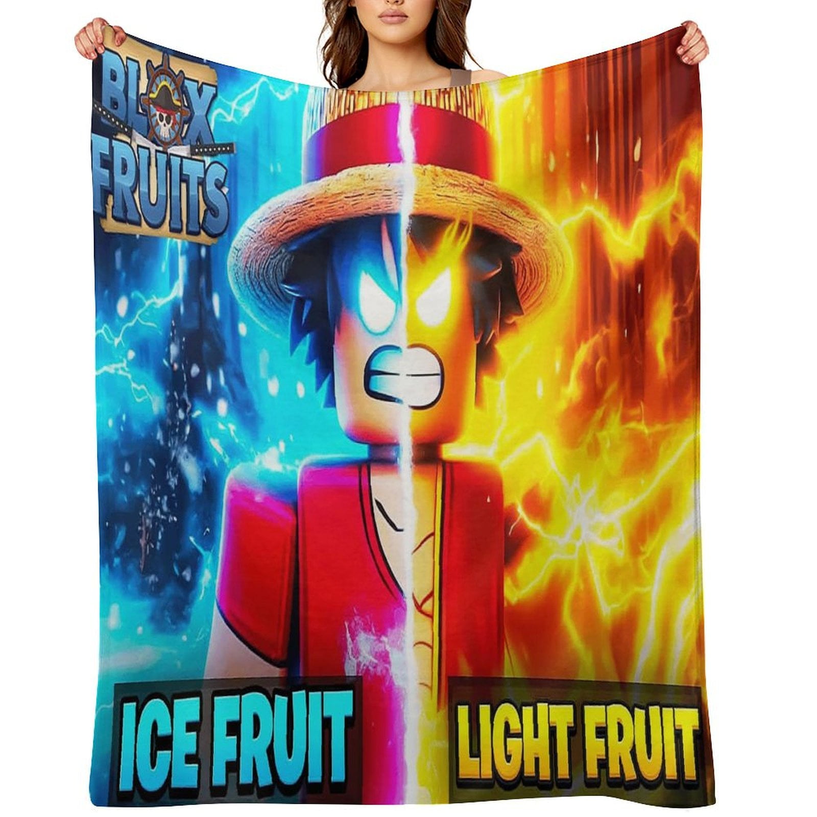 Blox Fruits Fleece Blanket Super Soft Cozy Throw Blanket 32"x48", Lightweight Fuzzy Comfy ...