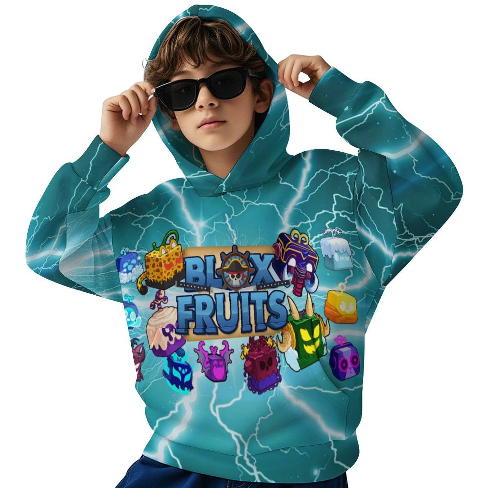 Blox Fruits Hooded Sweatshirt Graphic Printed Long Sleeves Pullover ...