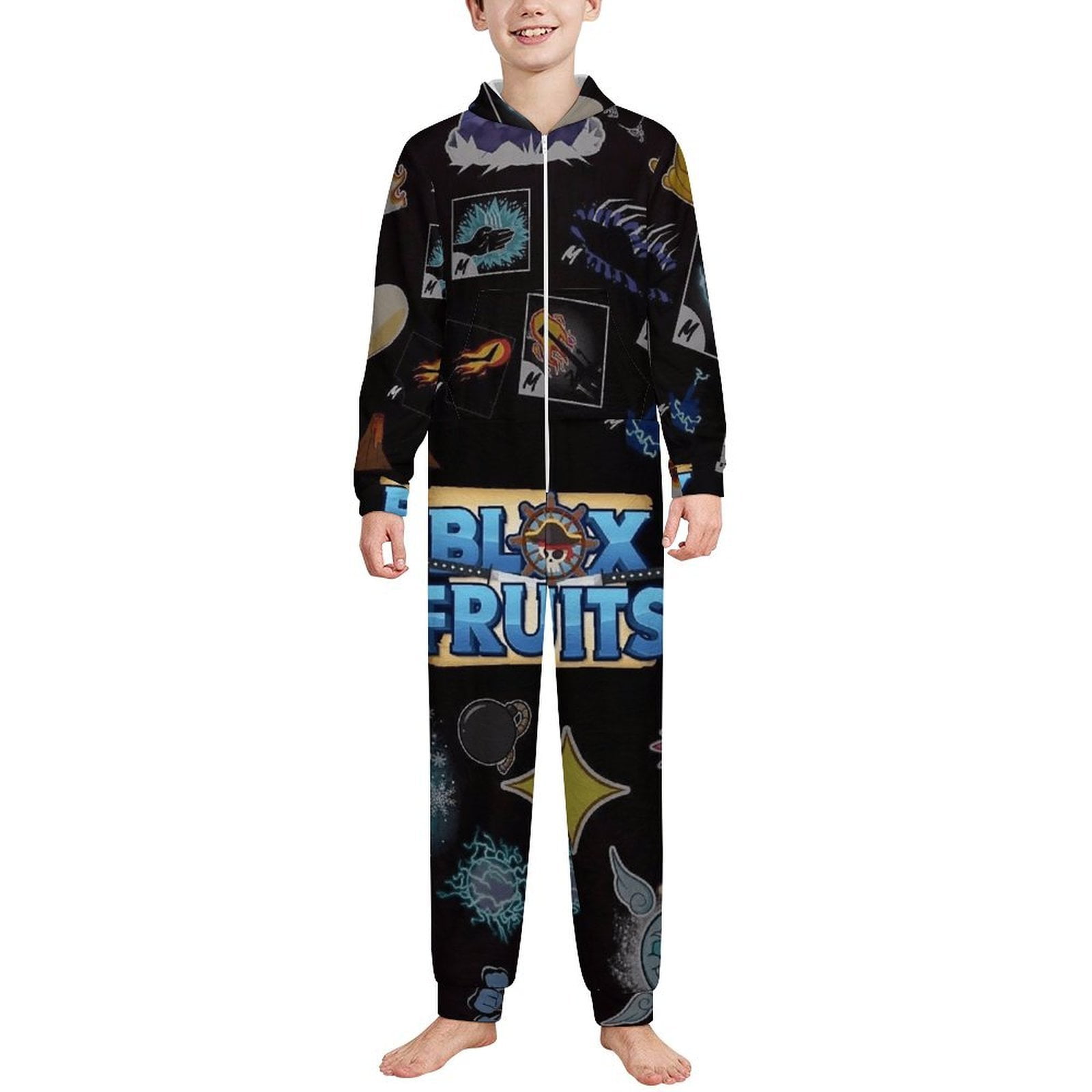Blox Fruits Hooded Union Suit One Piece Pajama Outfit PJs Sleepwear ...